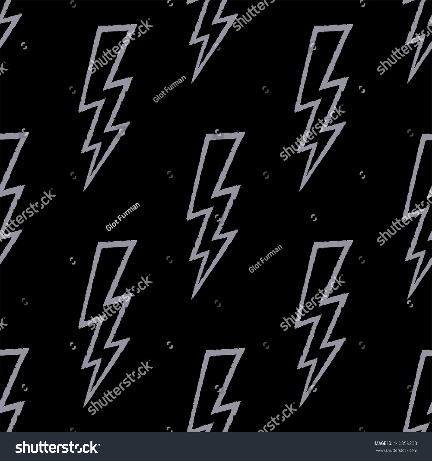 Flash Lightning Bolt Doodle Seamless Pattern Stock Vector (Royalty Free) 442359238