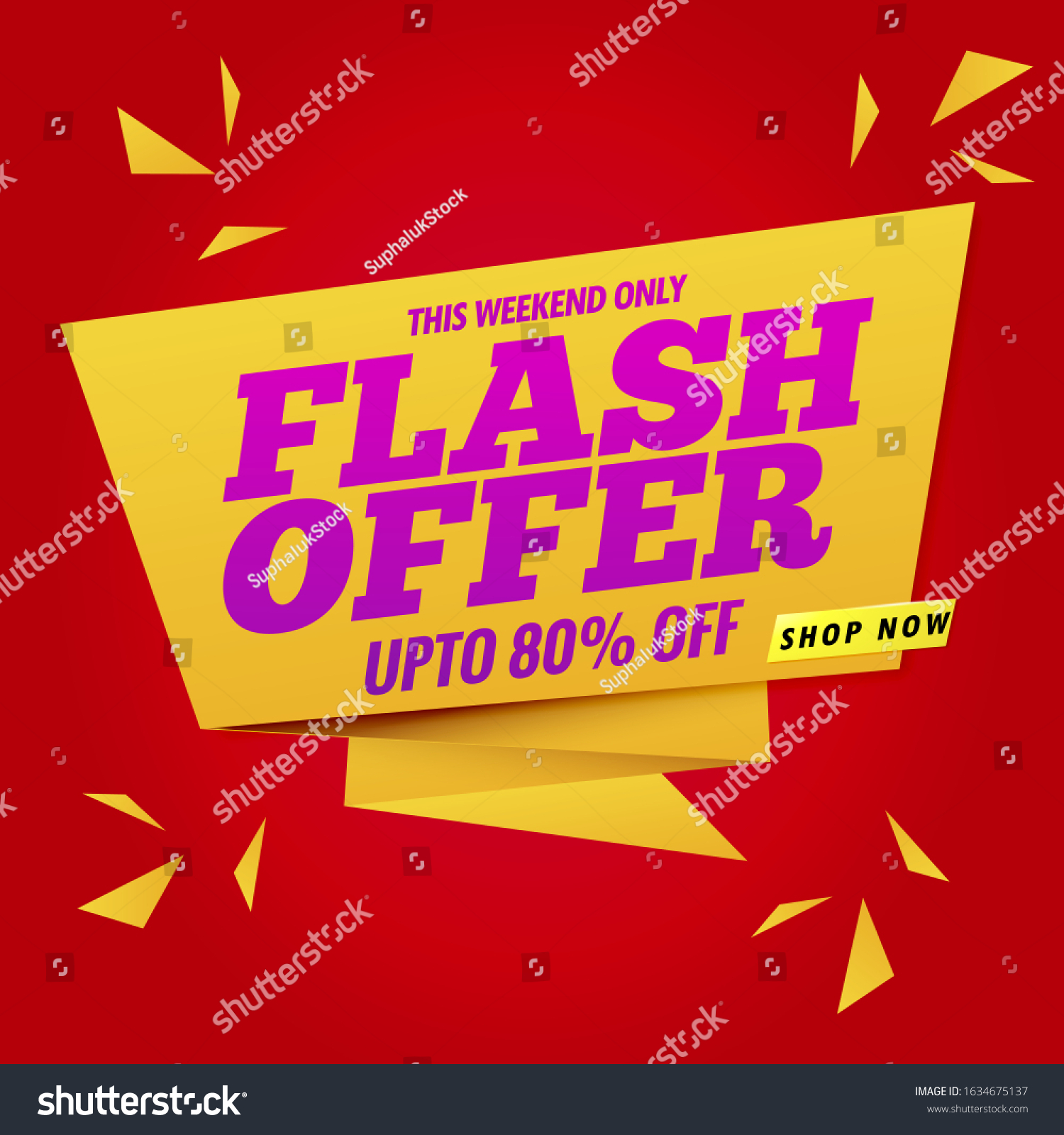 Flash Offer Banner Template Yellow Stock Vector (Royalty Free) 1634675137