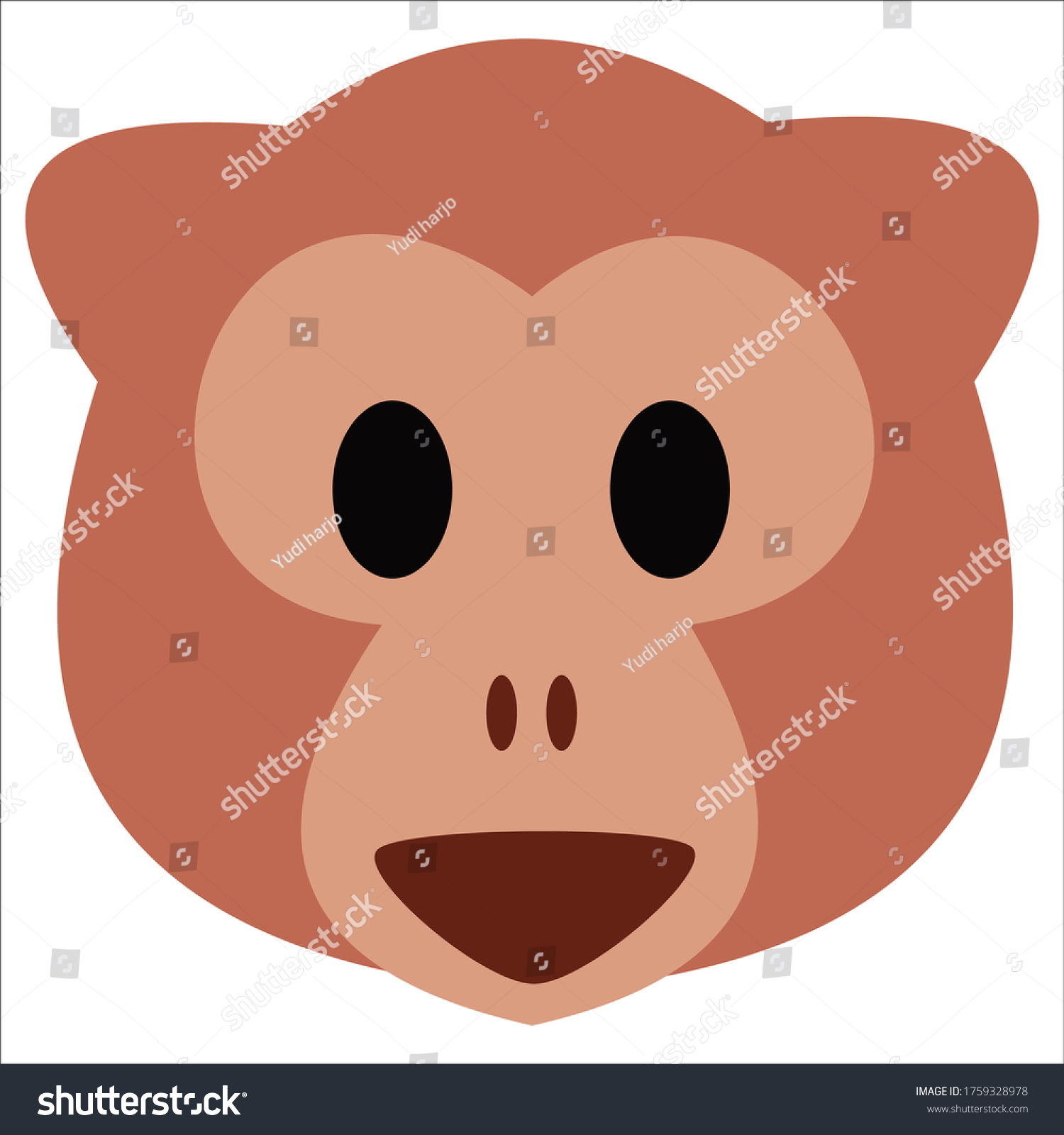 Flashcard Monkey Head Cartoon Character Stock Vector (Royalty Free ...