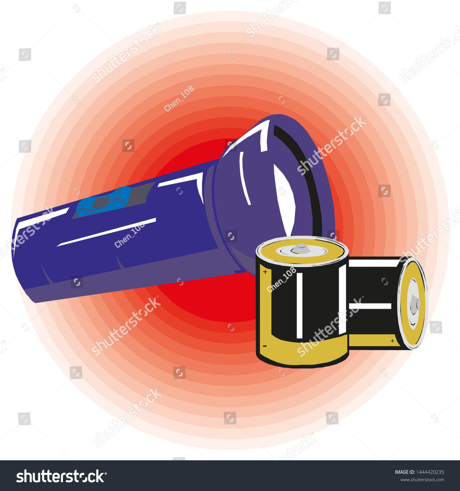 Flashlight Batteries Vector Illustration Eps10 Stock Vector (Royalty ...