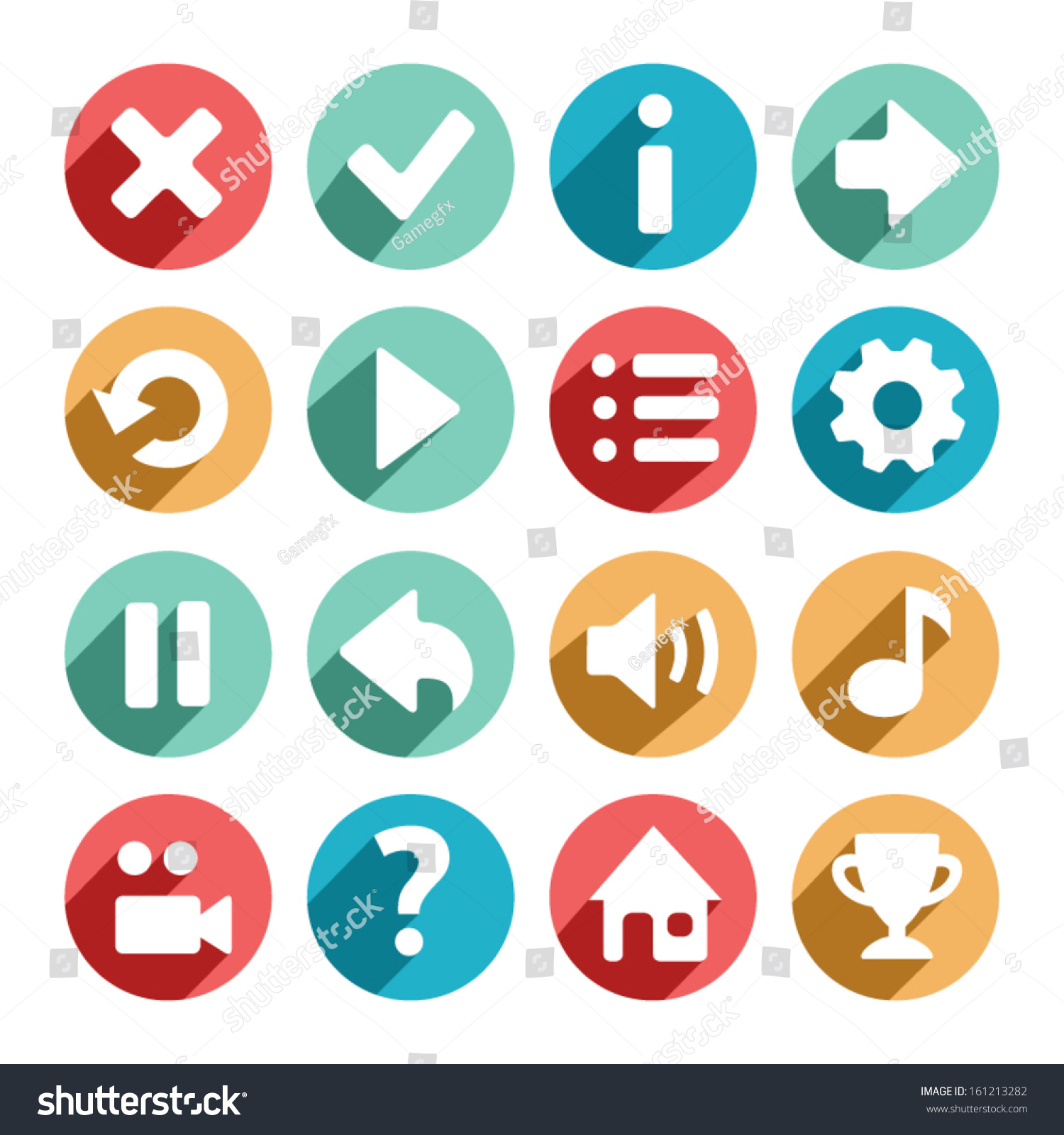 Flat Round Game Icons Stock Vector (Royalty Free) 161213282 | Shutterstock