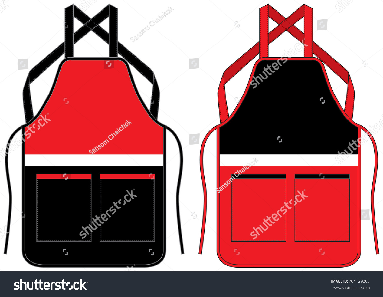 Flat Apron Design Redblackwhite Vector Top Stock Vector (Royalty Free ...