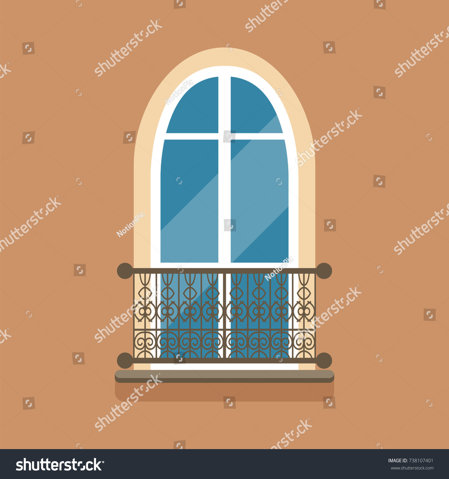 Flat Arched Window Decorative Facade Cornice Stock Vector (Royalty Free ...