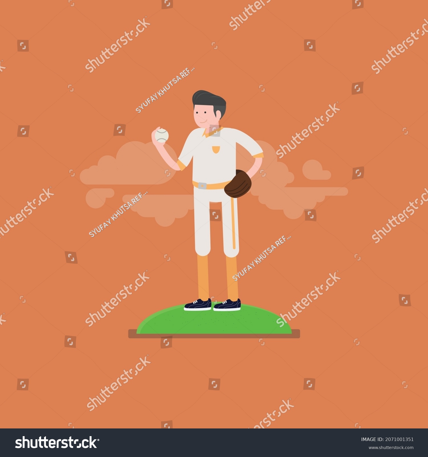 Flat Baseball Player Poses Vector Illustration Stock Vector (Royalty ...