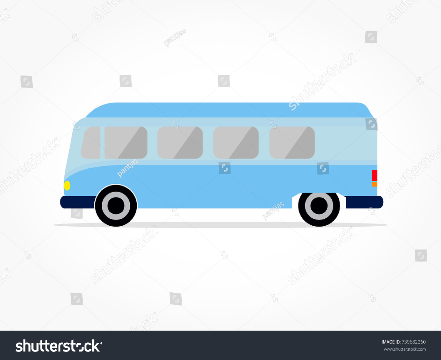 Flat Blue Bus Icon Cartoon Vector Stock Vector (Royalty Free) 739682260