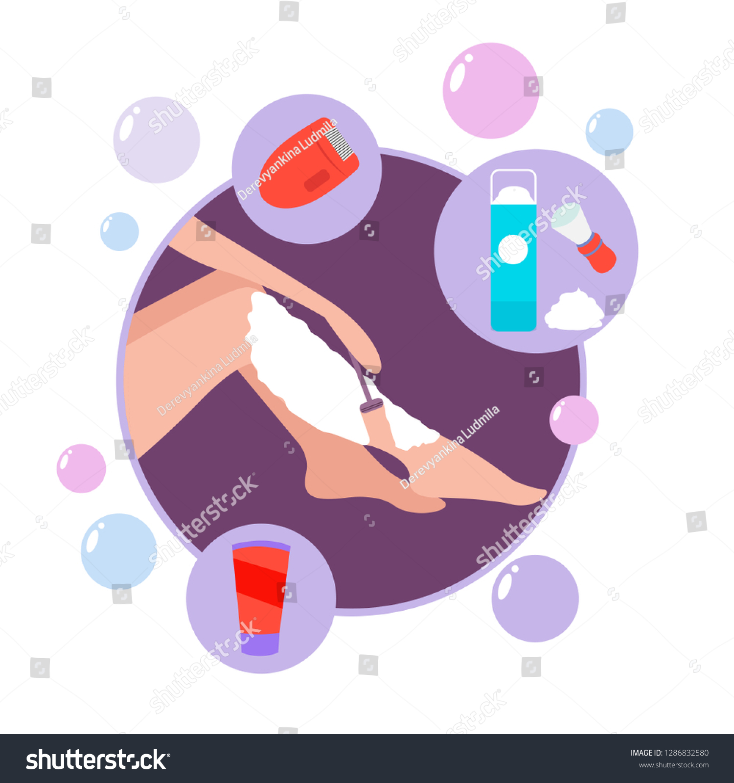 Flat Cartoon Legs Shaving Effect Process Stock Vector (Royalty Free ...