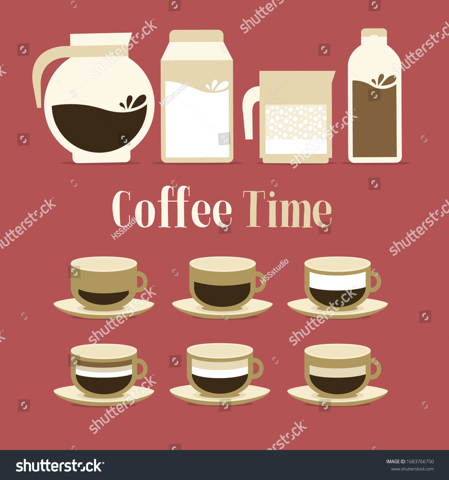 Flat Coffee Set Vector Illustration Stock Vector (Royalty Free ...