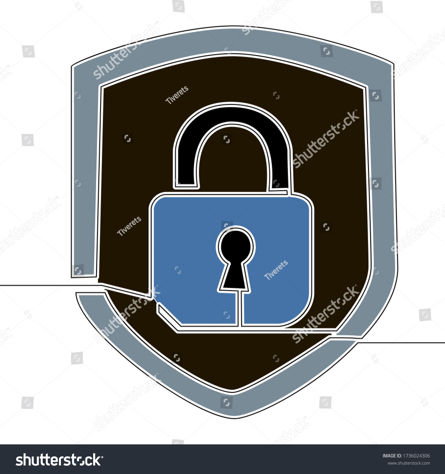 Flat Continuous Drawing Line Art Security Stock Vector (Royalty Free ...