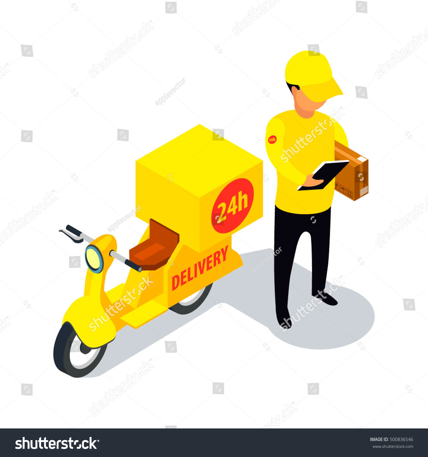 Flat 3d Isometric Delivery Worker Icon Stock Vector (Royalty Free ...