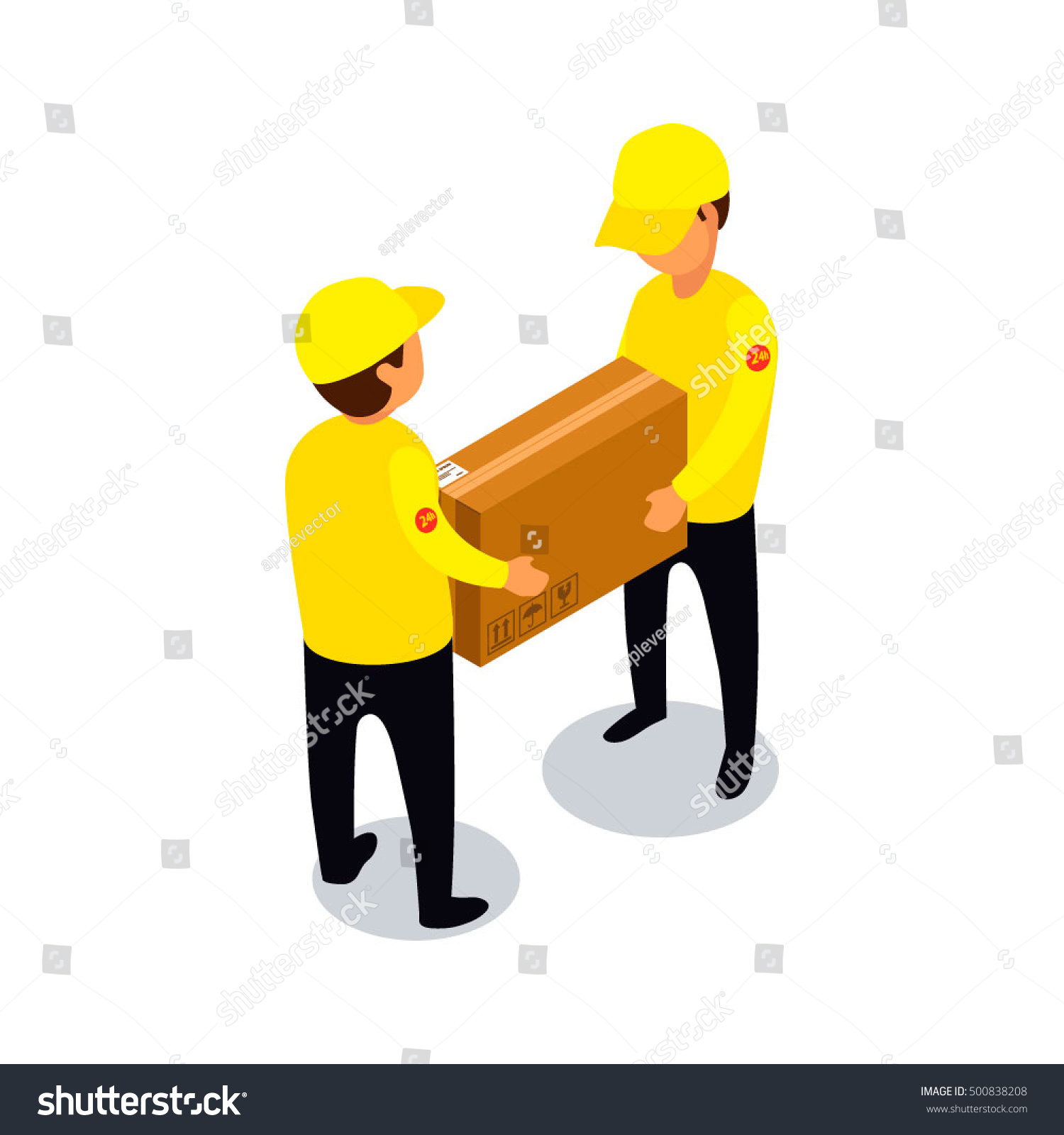 Flat 3d Isometric Delivery Worker Icon Stock Vector (Royalty Free ...