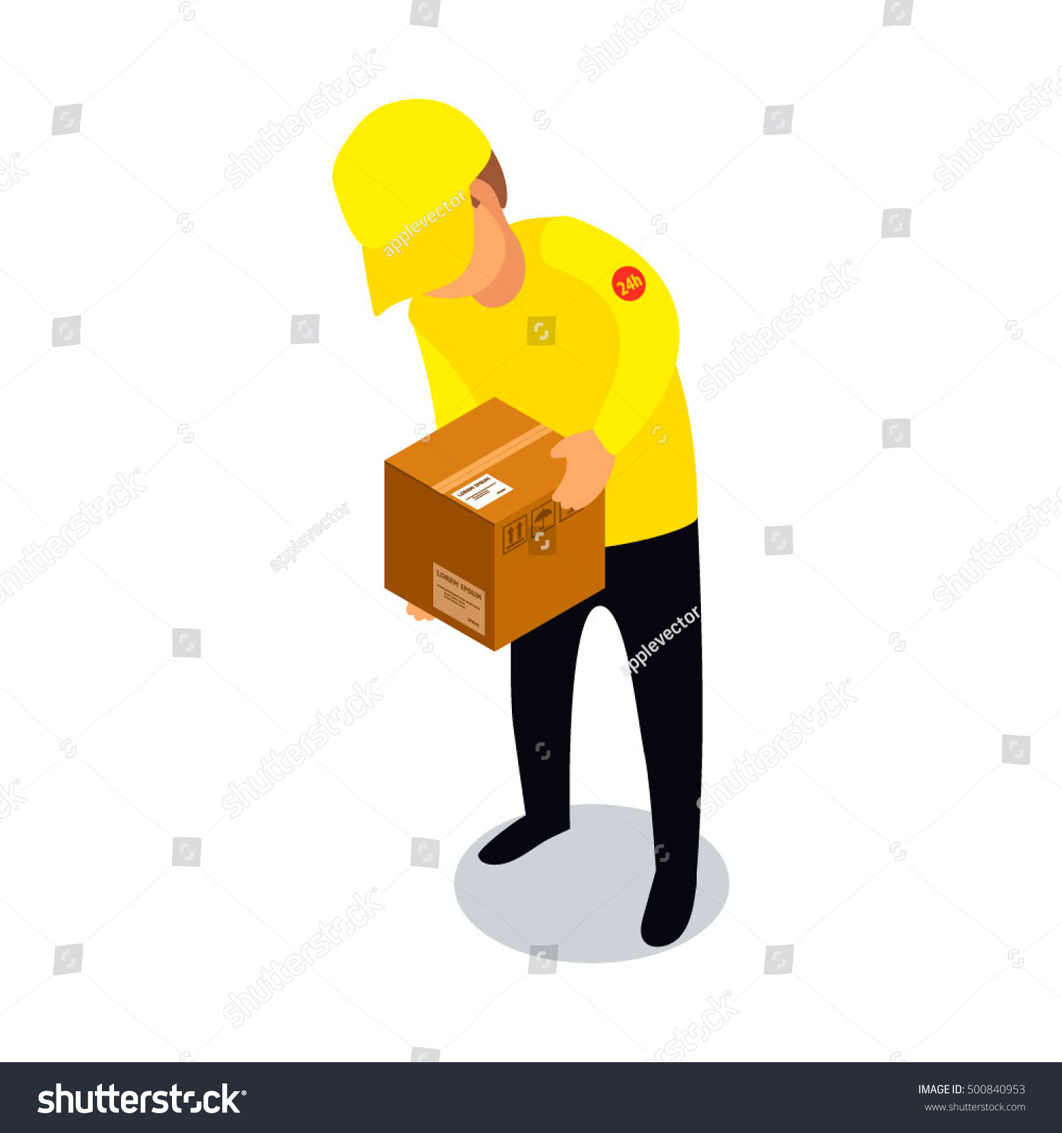 Flat 3d Isometric Delivery Worker Icon Stock Vector (Royalty Free ...