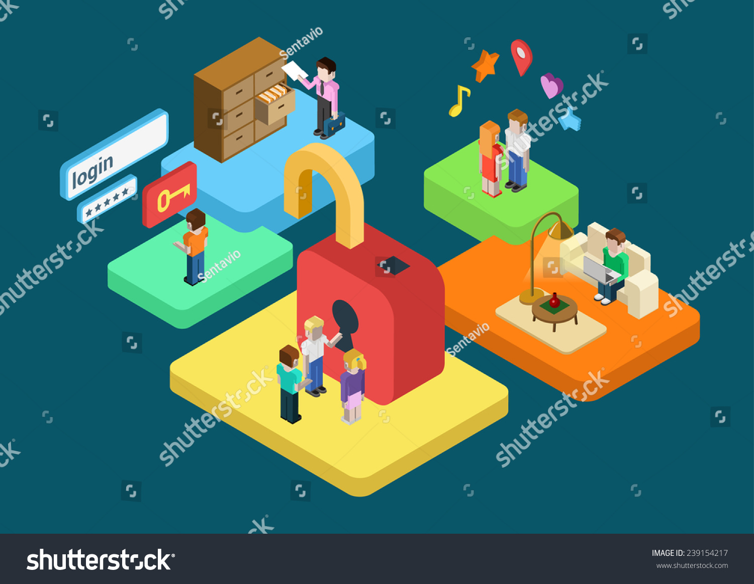 Flat 3d Isometric User Profile Secure Stock Vector (Royalty Free) 239154217