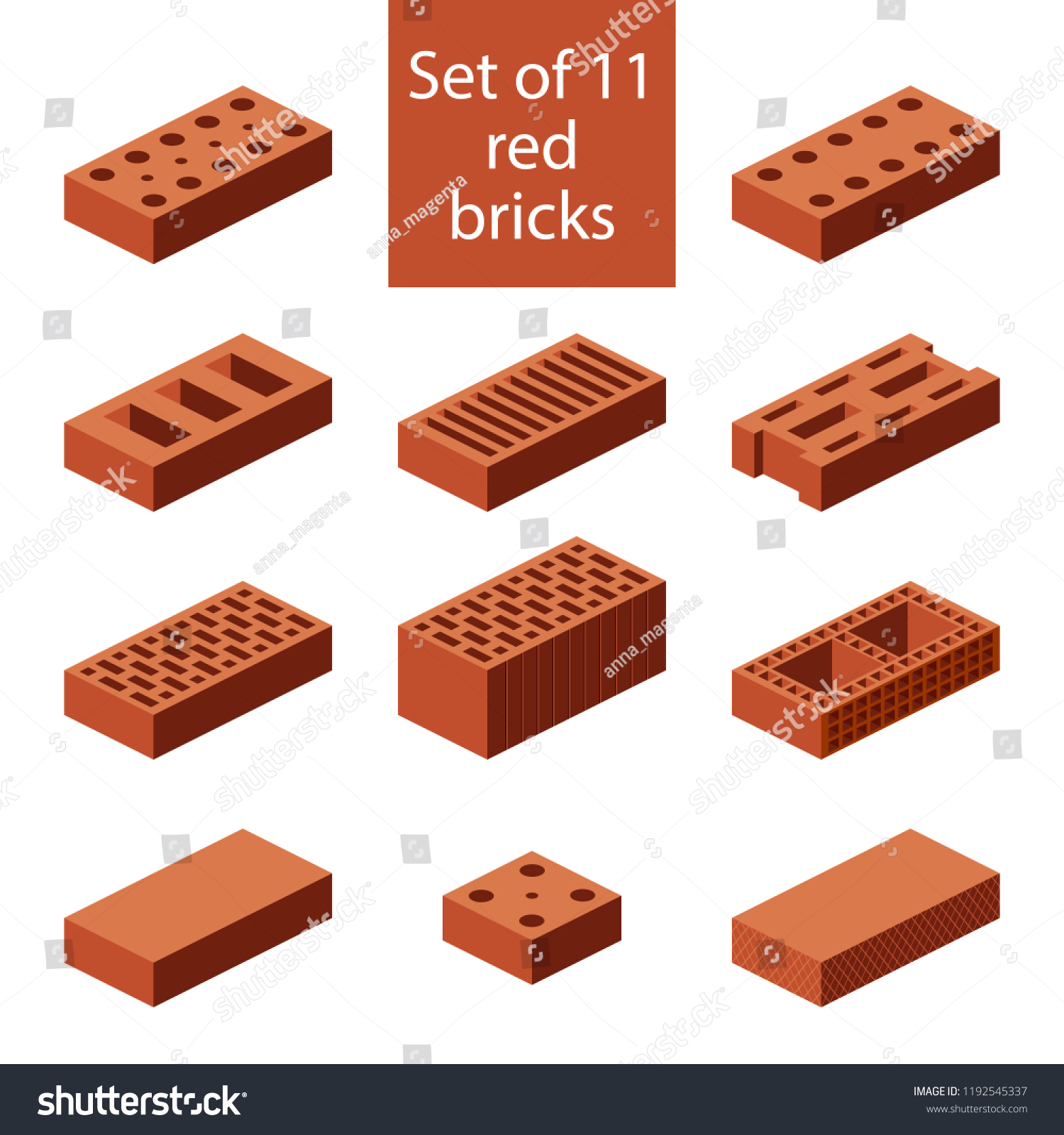 Flat 3d Isometric Vector Brick Icons: vector de stock (libre de ...