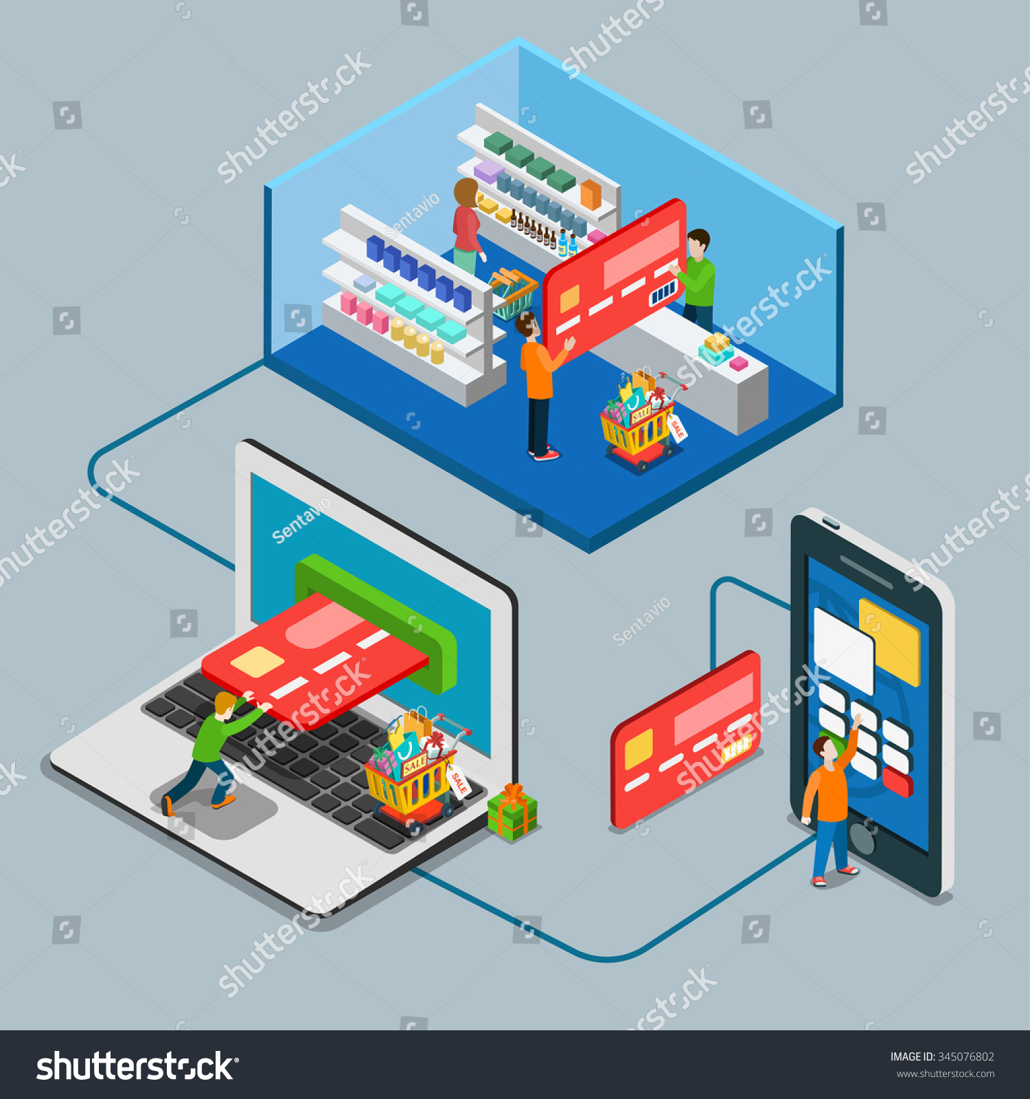 Flat 3d Isometry Isometric Payment Type: vector de stock (libre de ...