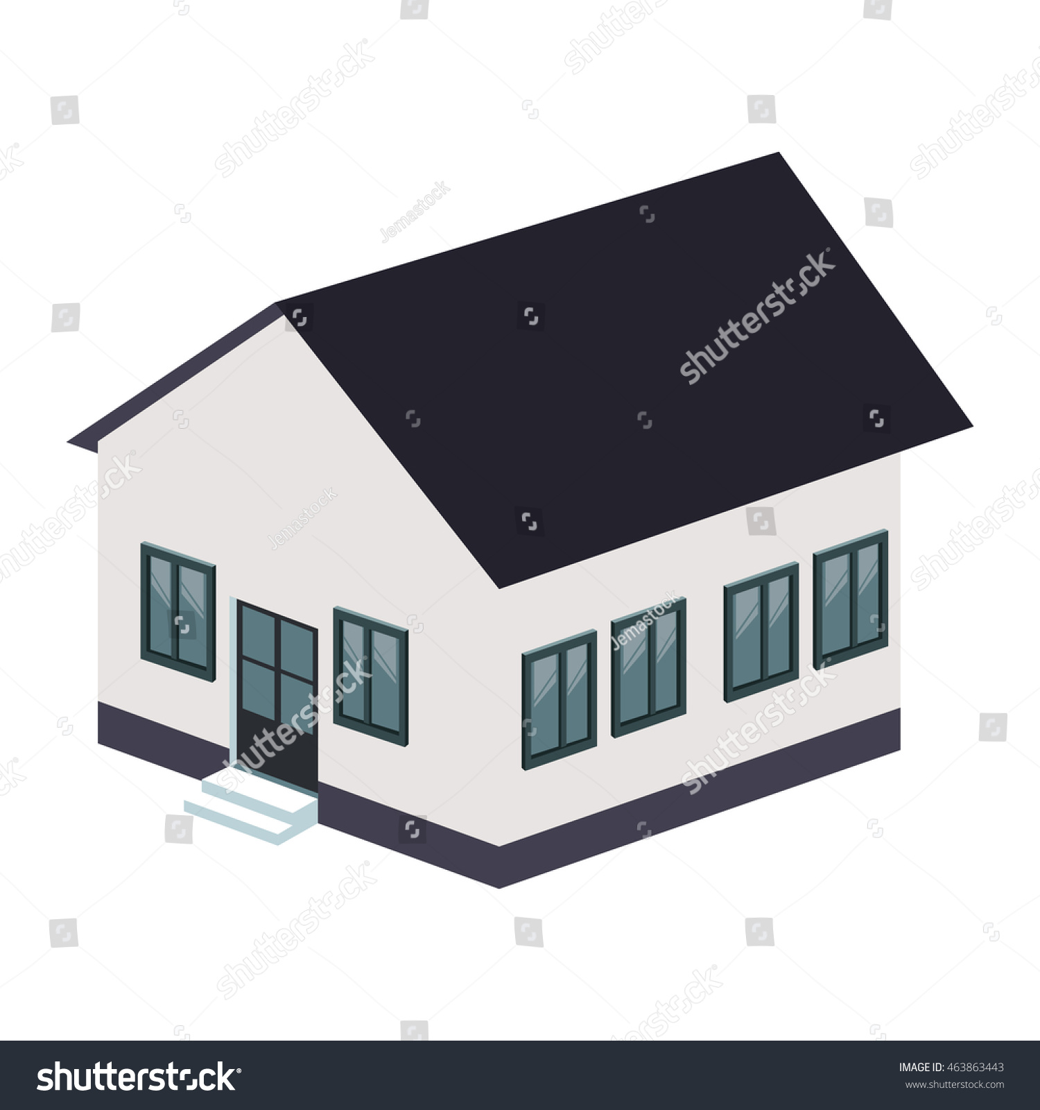 Flat Design Big House Icon Vector Stock Vector (Royalty Free) 463863443 ...