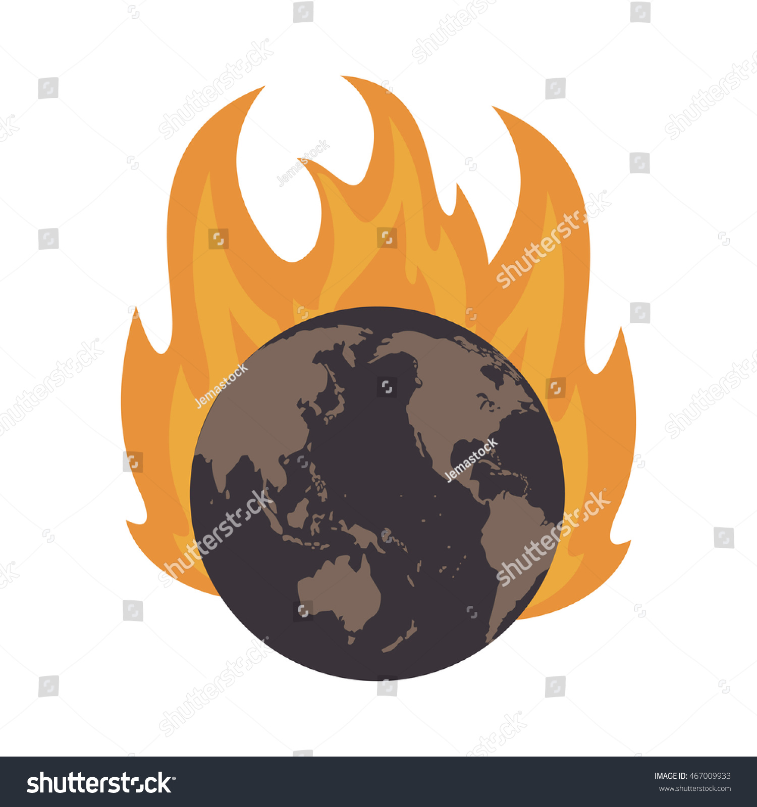 Flat Design Earth Globe On Fire Stock Vector (Royalty Free) 467009933