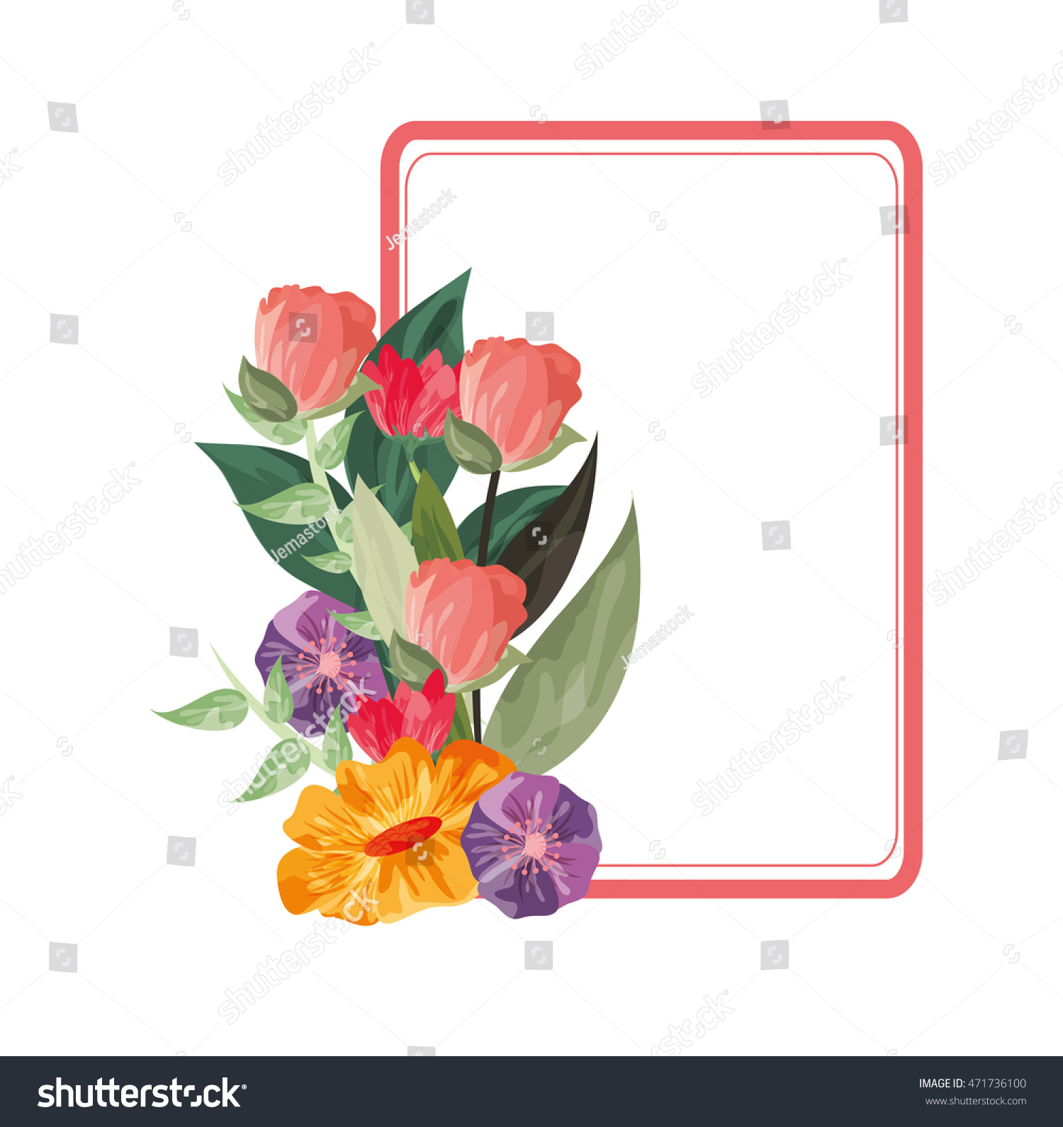 Flat Design Flower Frame Icon Vector Stock Vector (Royalty Free ...