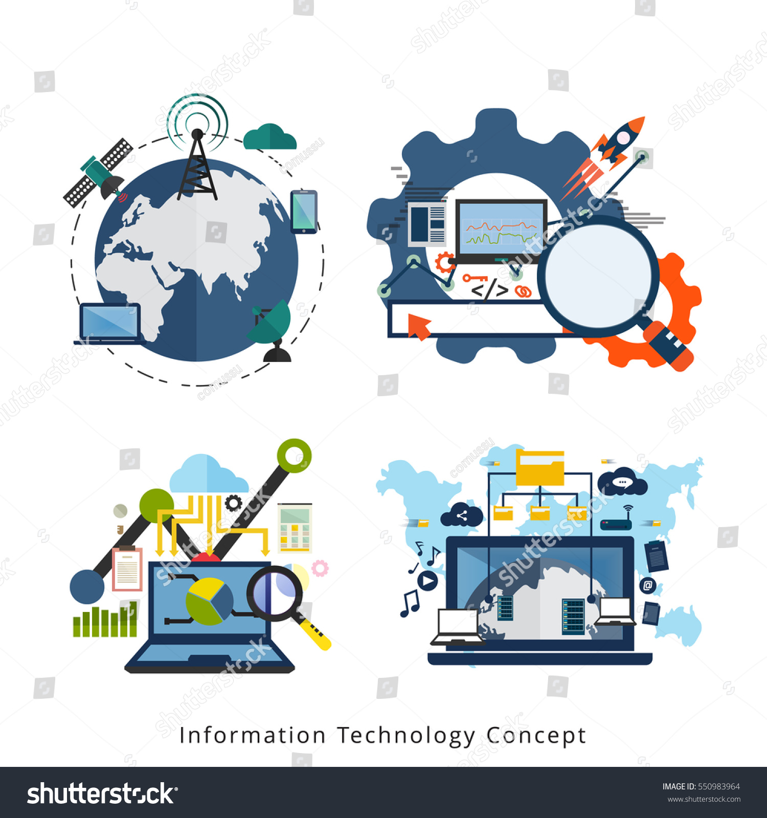 Flat Design Communication Concept White Background Stock Vector ...