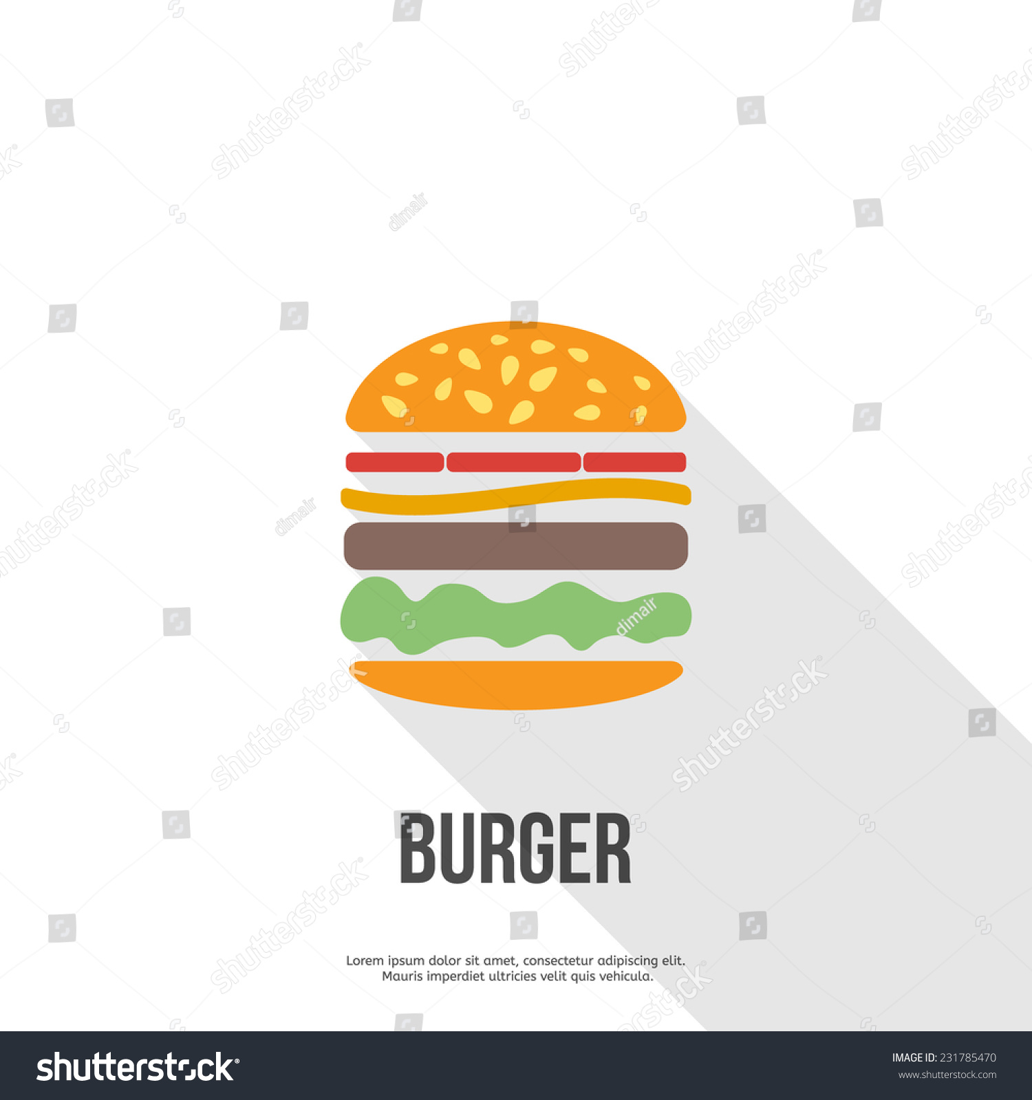 Flat Design Hamburger Web Icon Vector Stock Vector (Royalty Free ...