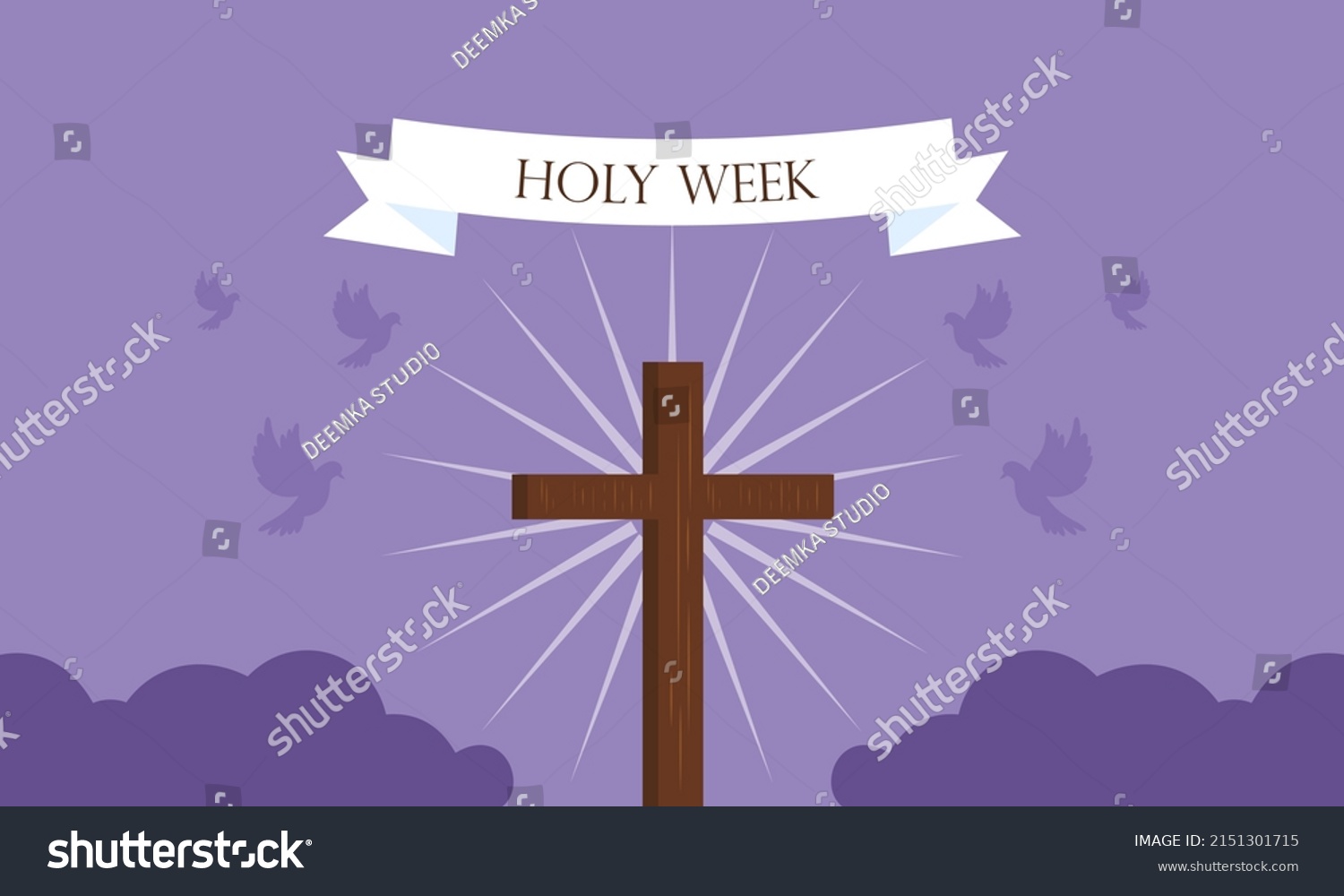 Flat Design Holy Week Concept Logo Stock Vector (Royalty Free ...