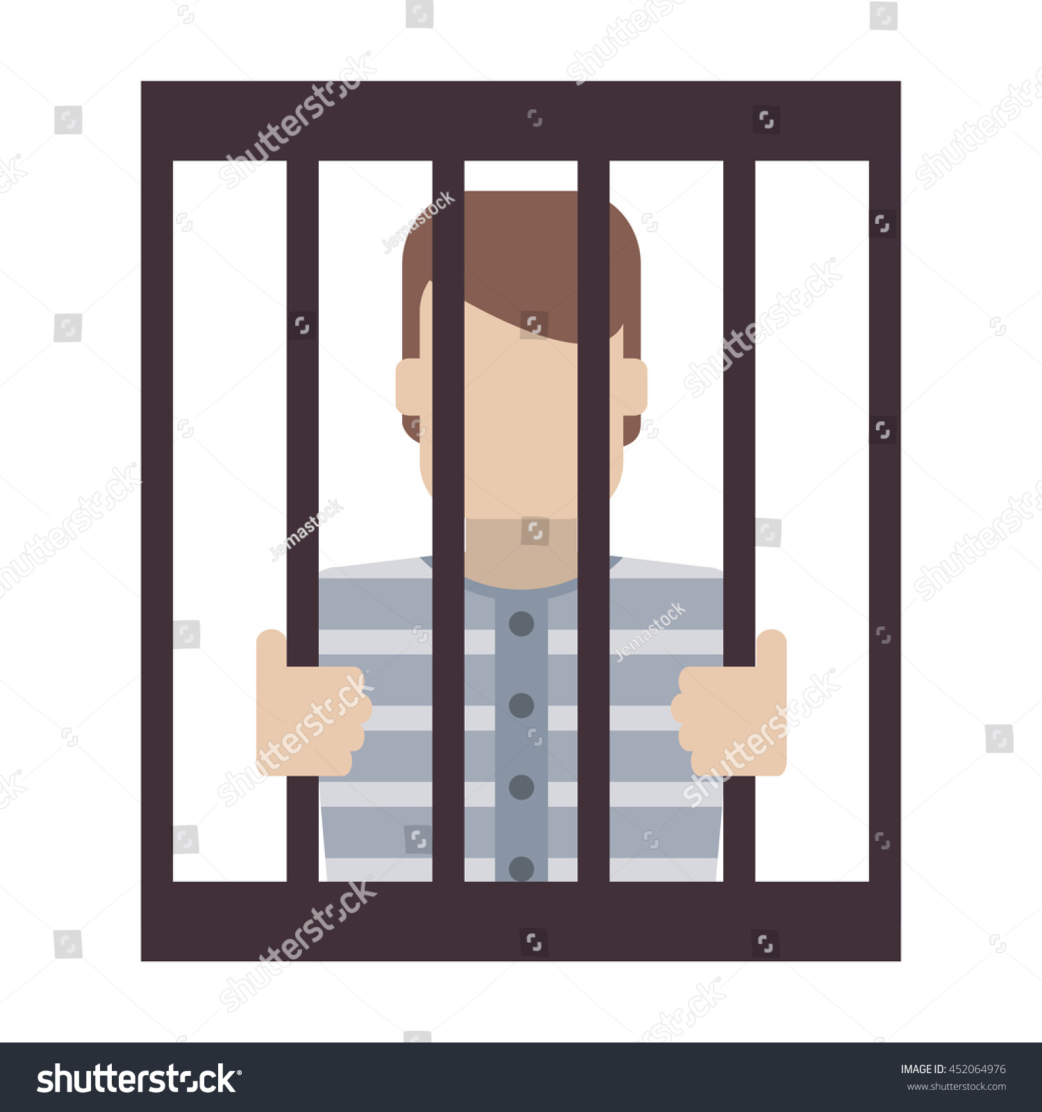 Flat Design Jail Inmate Behind Bars Stock Vector (Royalty Free) 452064976