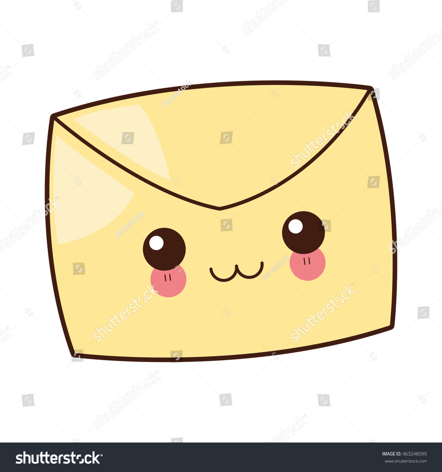 Flat Design Kawaii Envelope Icon Vector Stock Vector (Royalty Free ...