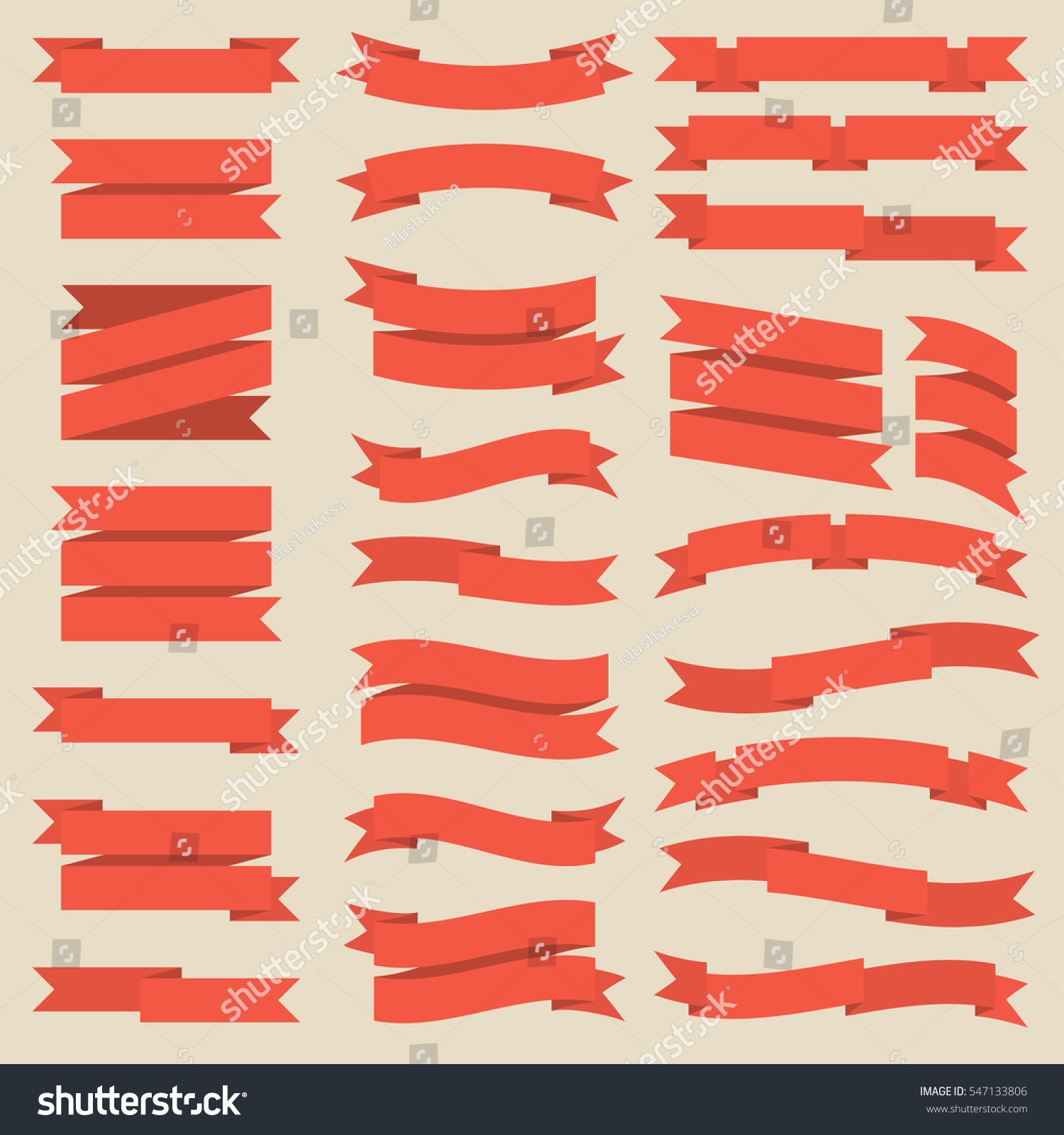 Flat Design Ribbons Banners Vector Template Stock Vector 547133806 ...