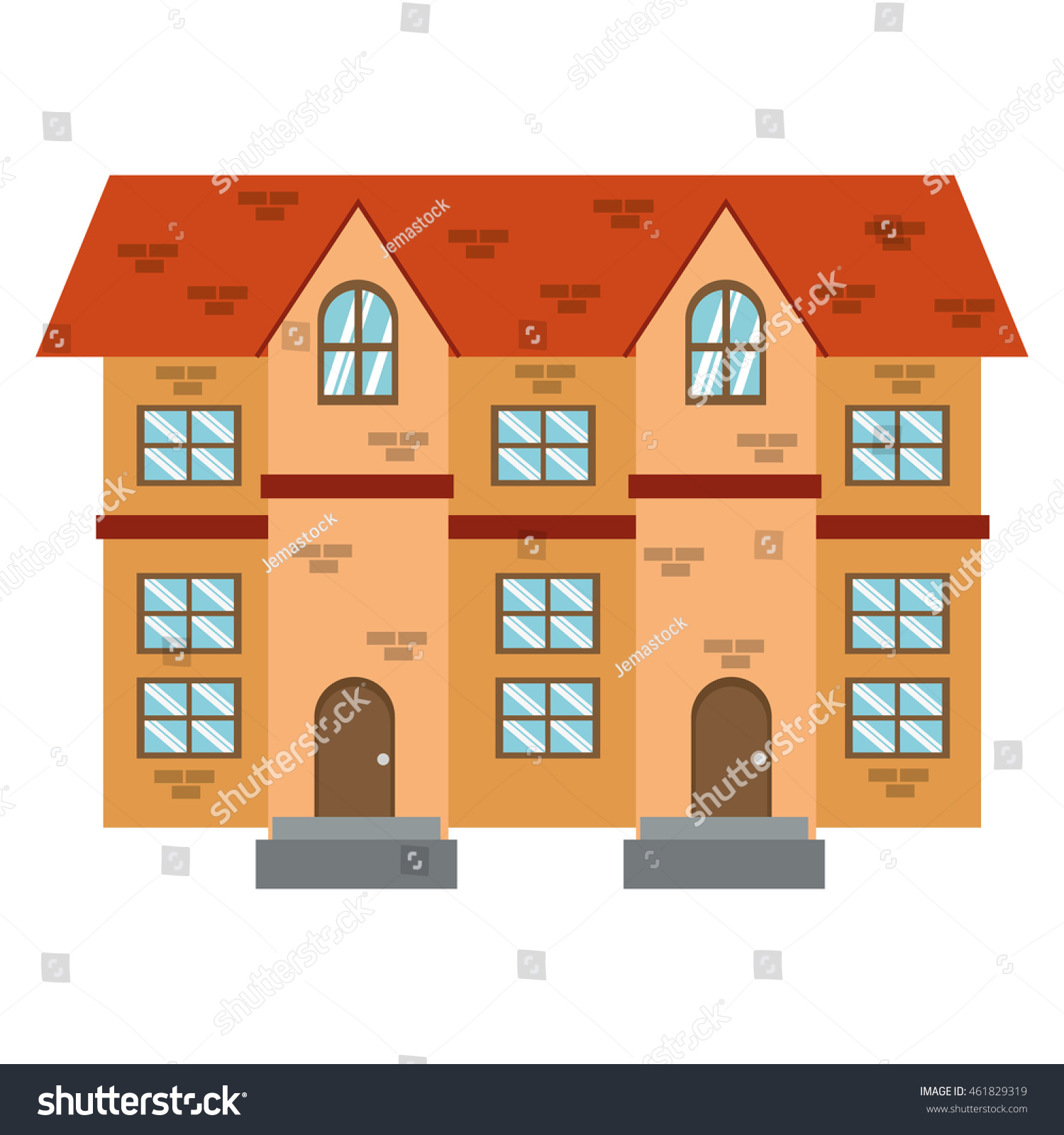 Flat Design Single Brick Building Icon Stock Vector (Royalty Free ...