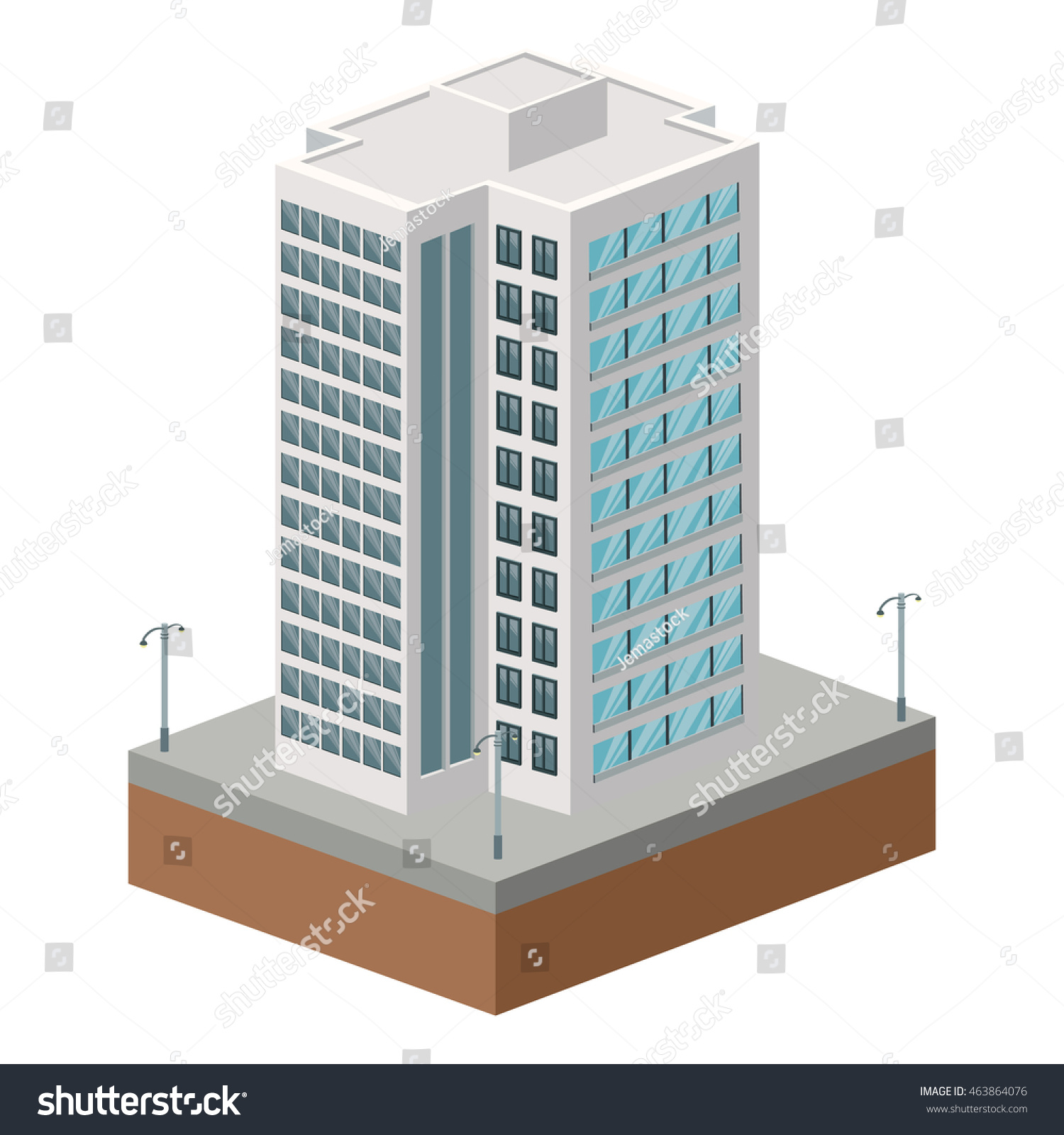 Flat Design Tall Building Icon Vector Stock Vector 463864076 - Shutterstock