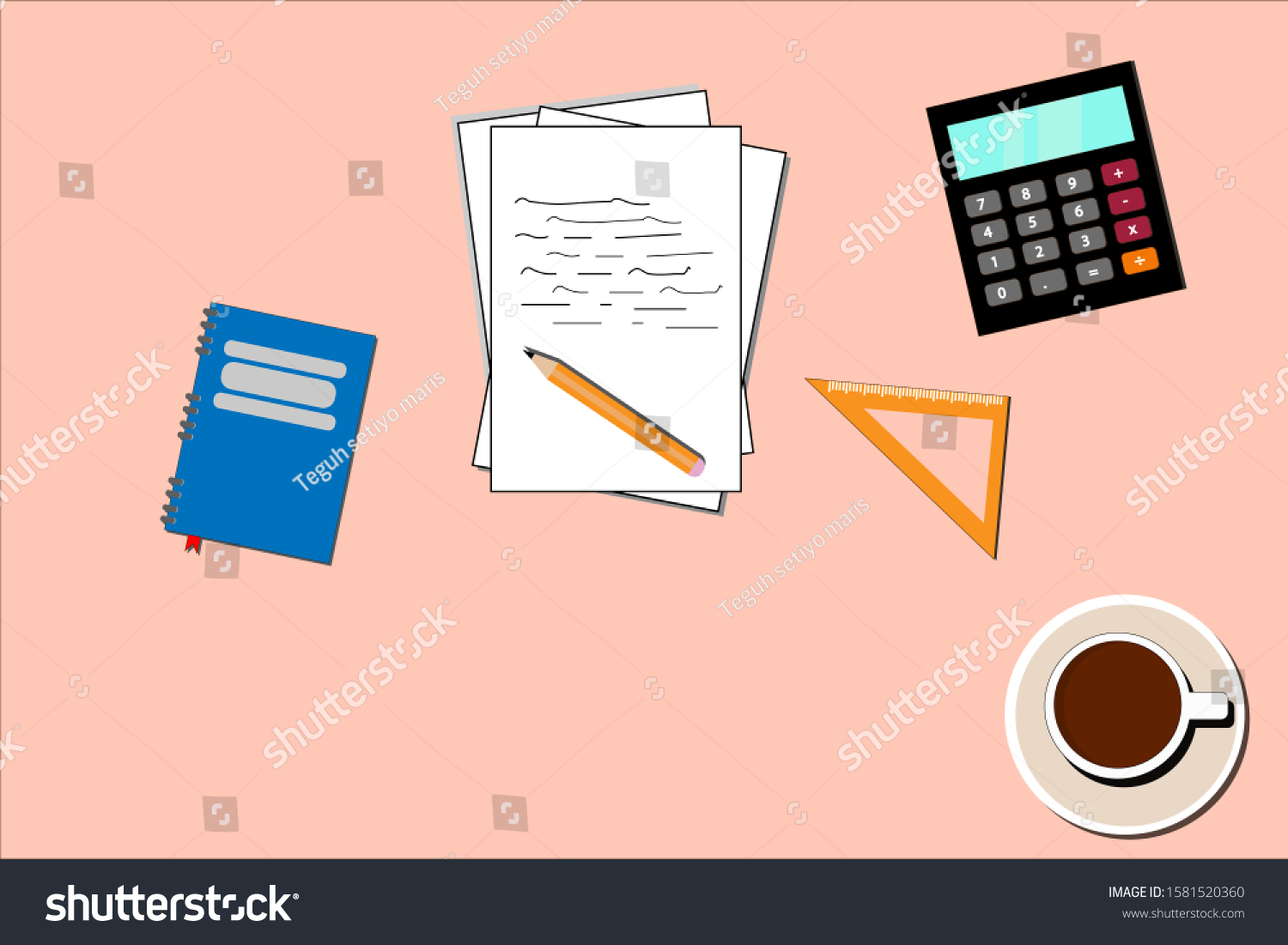 Flat Design Work Simple Background Pink Stock Vector (Royalty Free ...