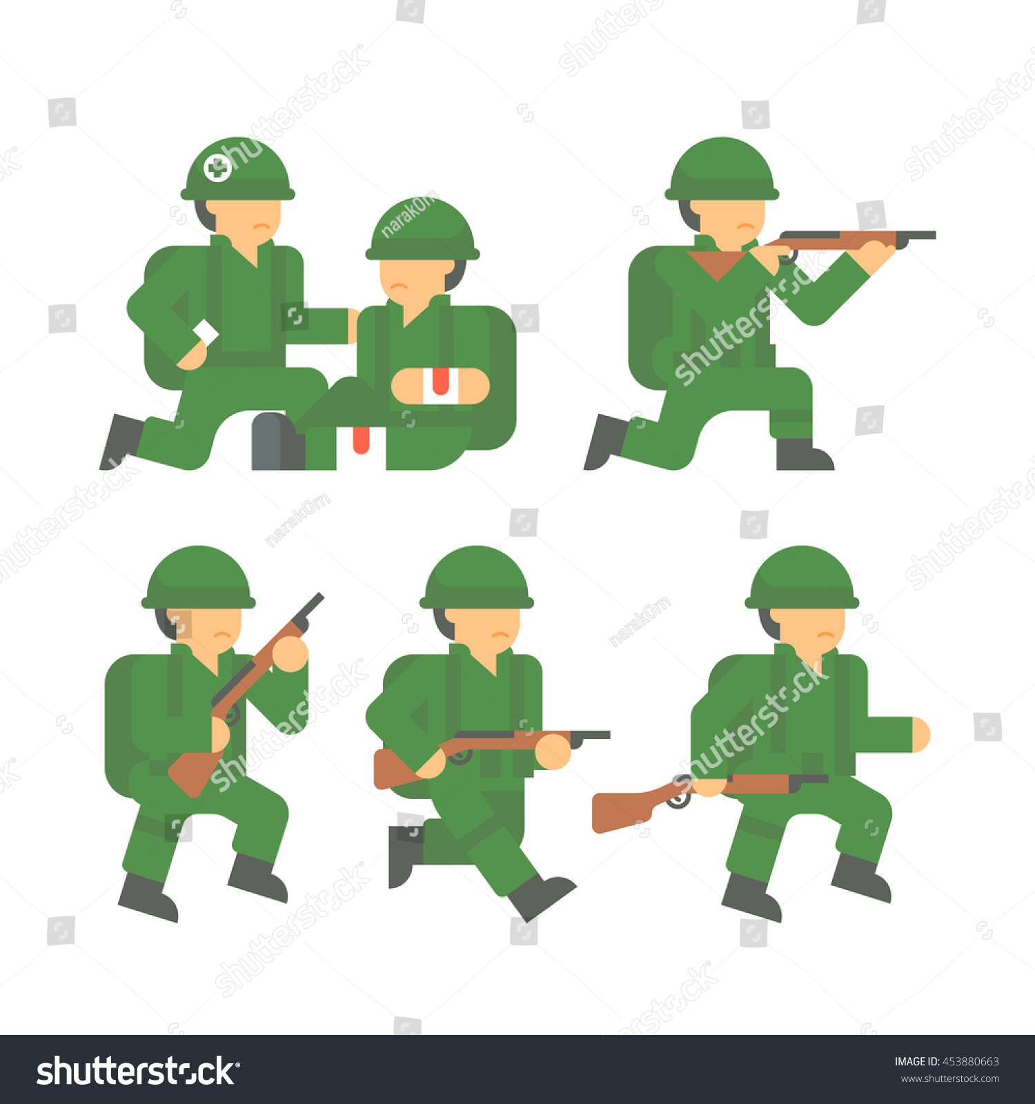 Flat Design World War 2 Soldier Stock Vector 453880663 - Shutterstock