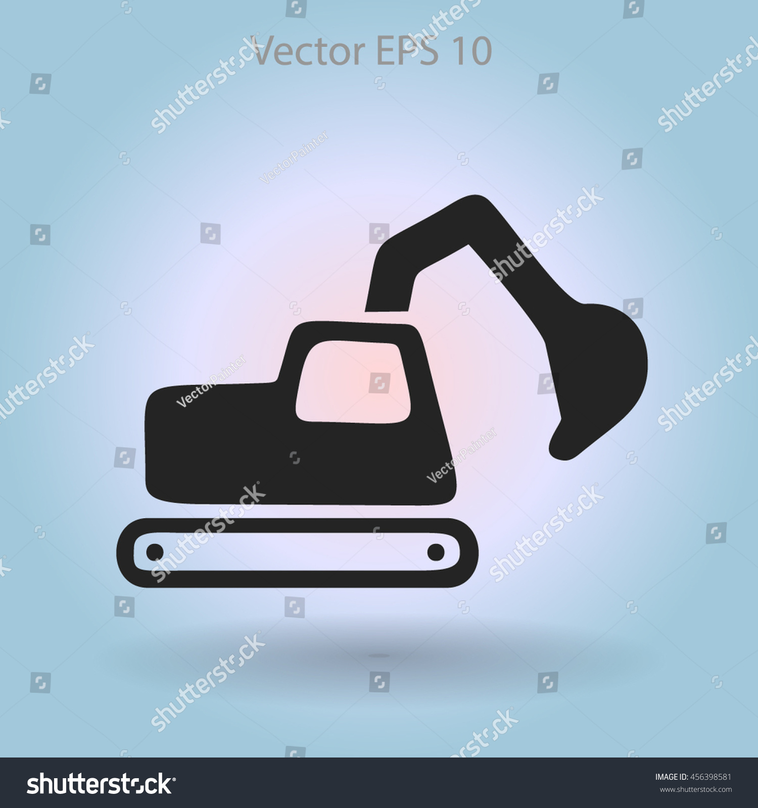 Flat Excavator Icon Vector Stock Vector (Royalty Free) 456398581 ...