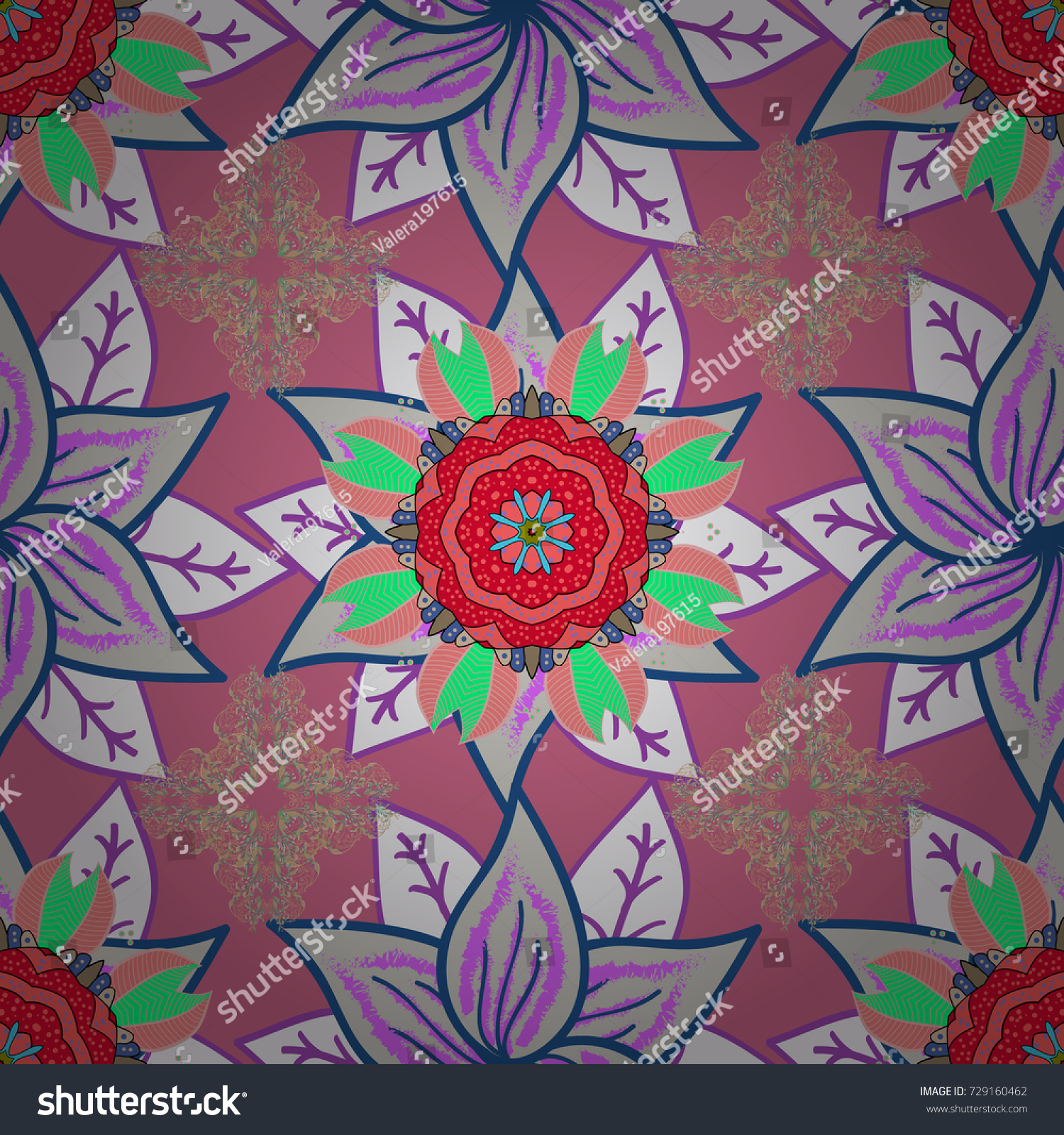 Flat Flower Elements Design Seamless Floral Stock Vector (Royalty Free) 729160462 | Shutterstock