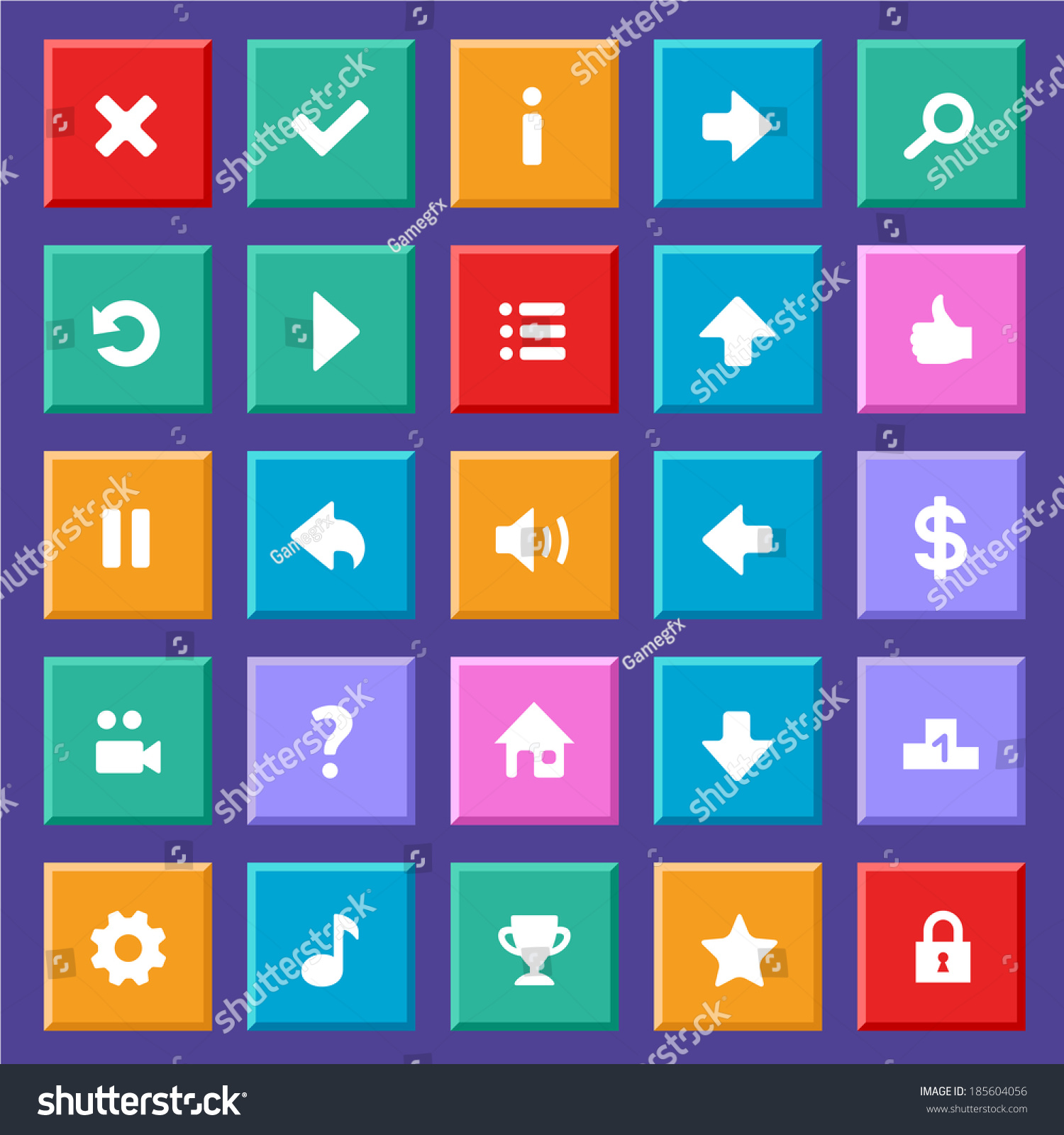 Flat Game Icons Stock Vector (Royalty Free) 185604056 | Shutterstock