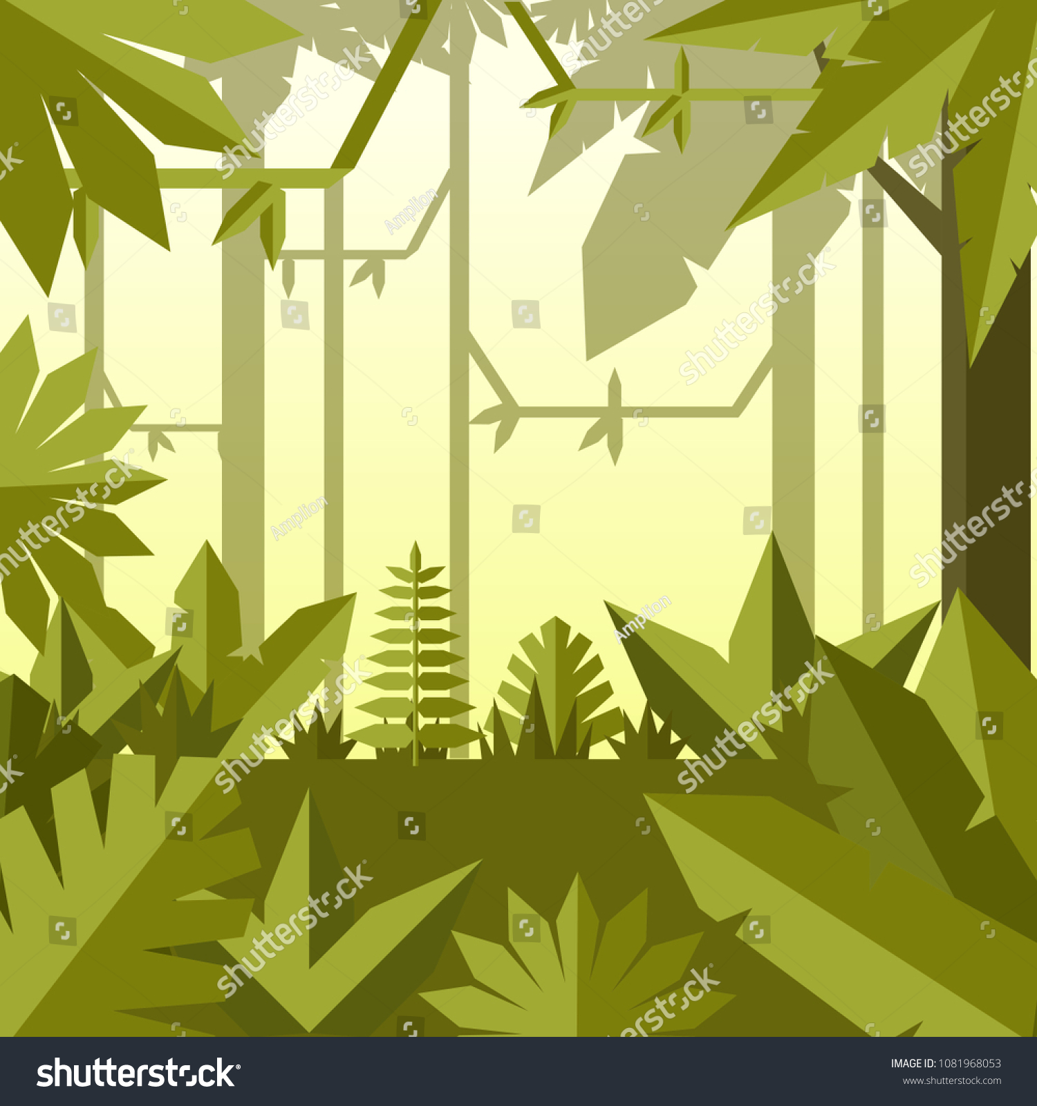 Flat Geometric Jungle Background Stock Vector (Royalty Free) 1081968053 ...
