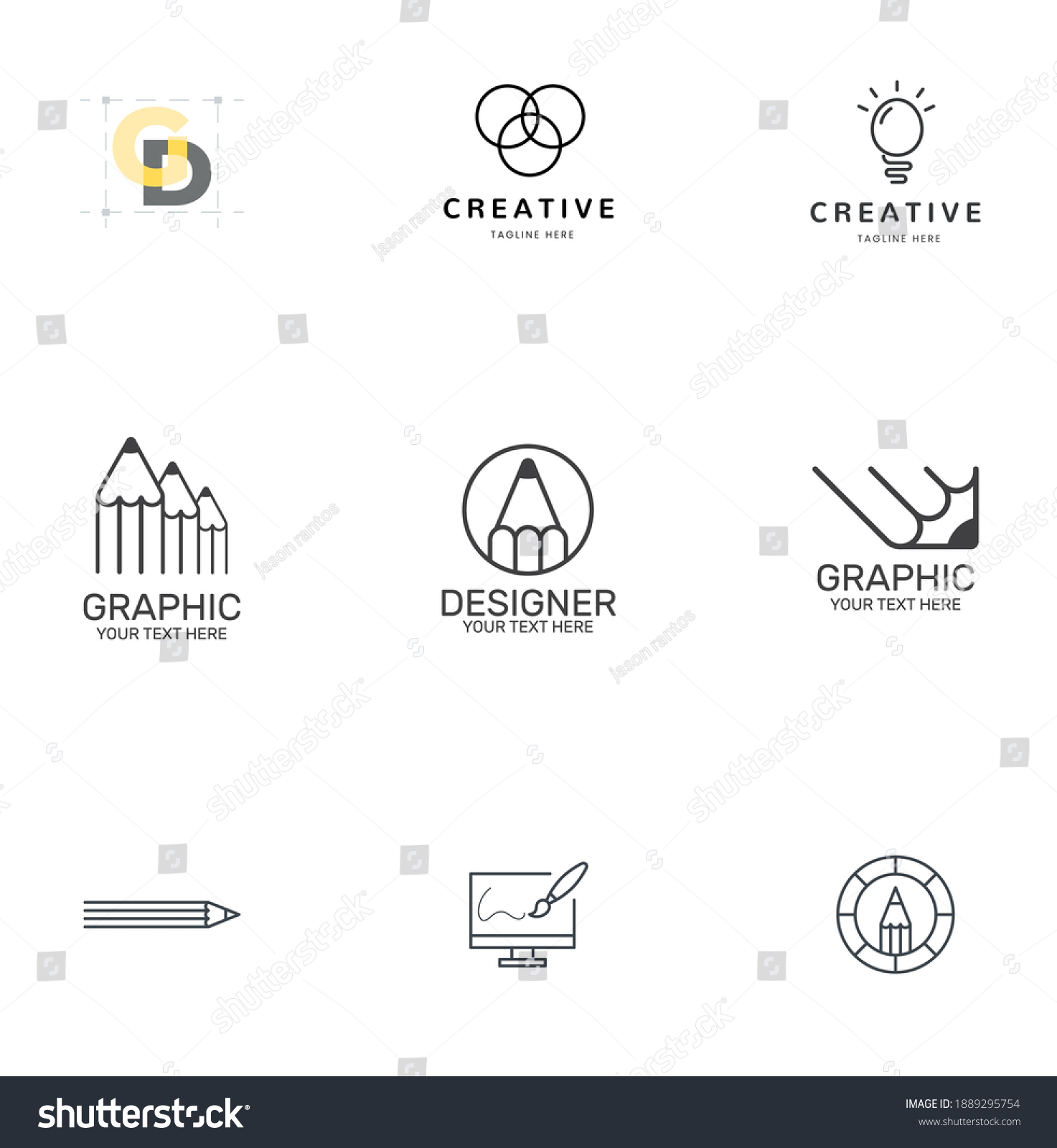 Flat Graphic Designer Logo Collection Stock Vector (Royalty Free ...
