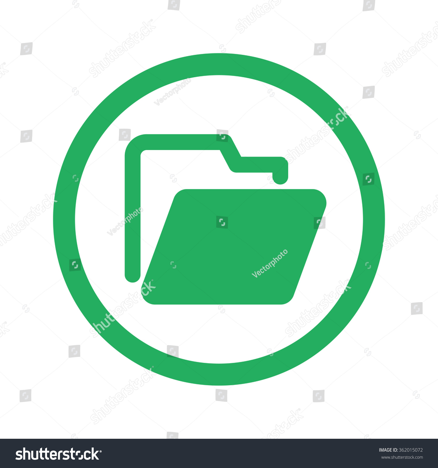 Flat Green Folder Icon Green Circle: vector de stock (libre de regalías ...