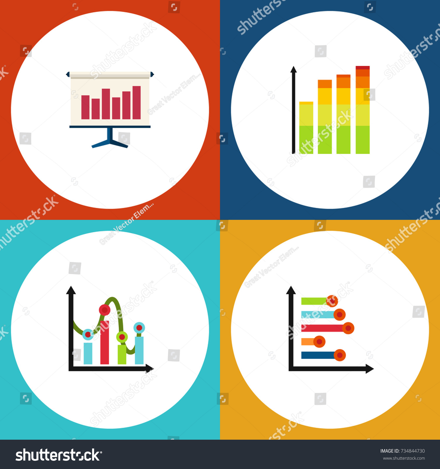 Flat Icon Graph Set Statistic Graph Stock Vector (Royalty Free ...