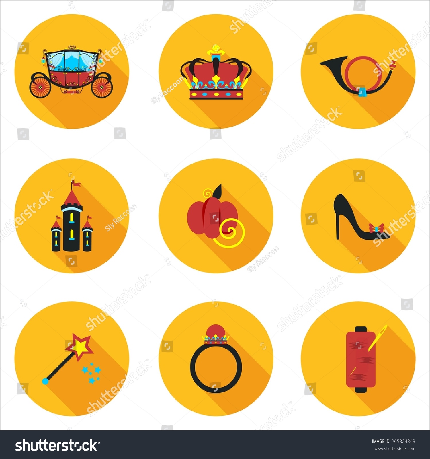 Flat Icons Cinderella Stock Vector (Royalty Free) 265324343
