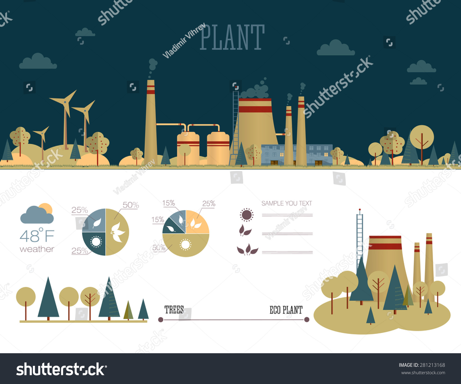 Flat Infographic Plant Design Graphics Eco Stock Vector (Royalty Free ...
