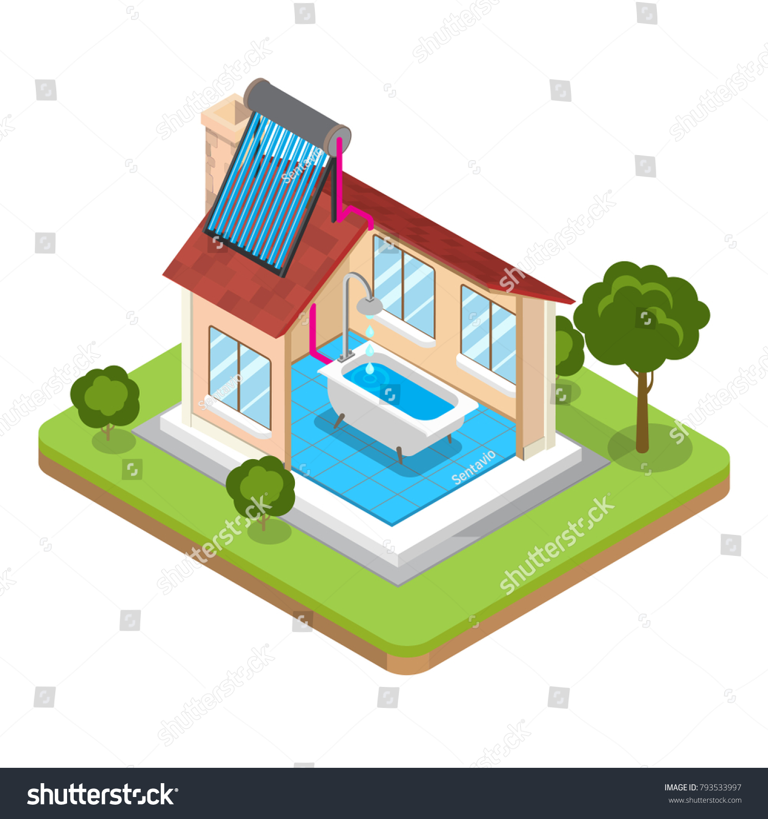 4,163 Solar water heating Stock Illustrations, Images & Vectors ...