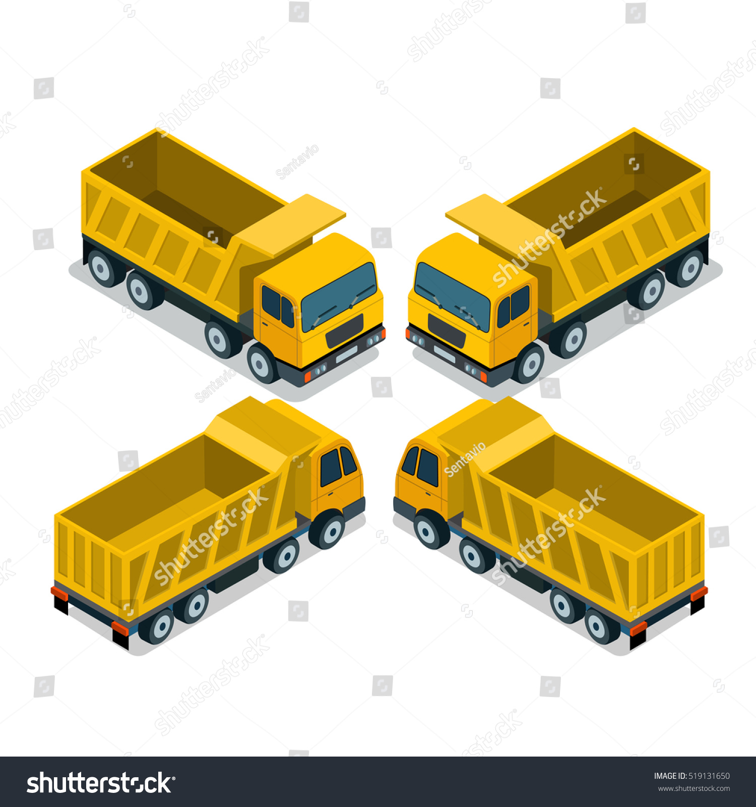 Flat Isometric Empty Tipper Isolated On Stock Vector (Royalty Free ...