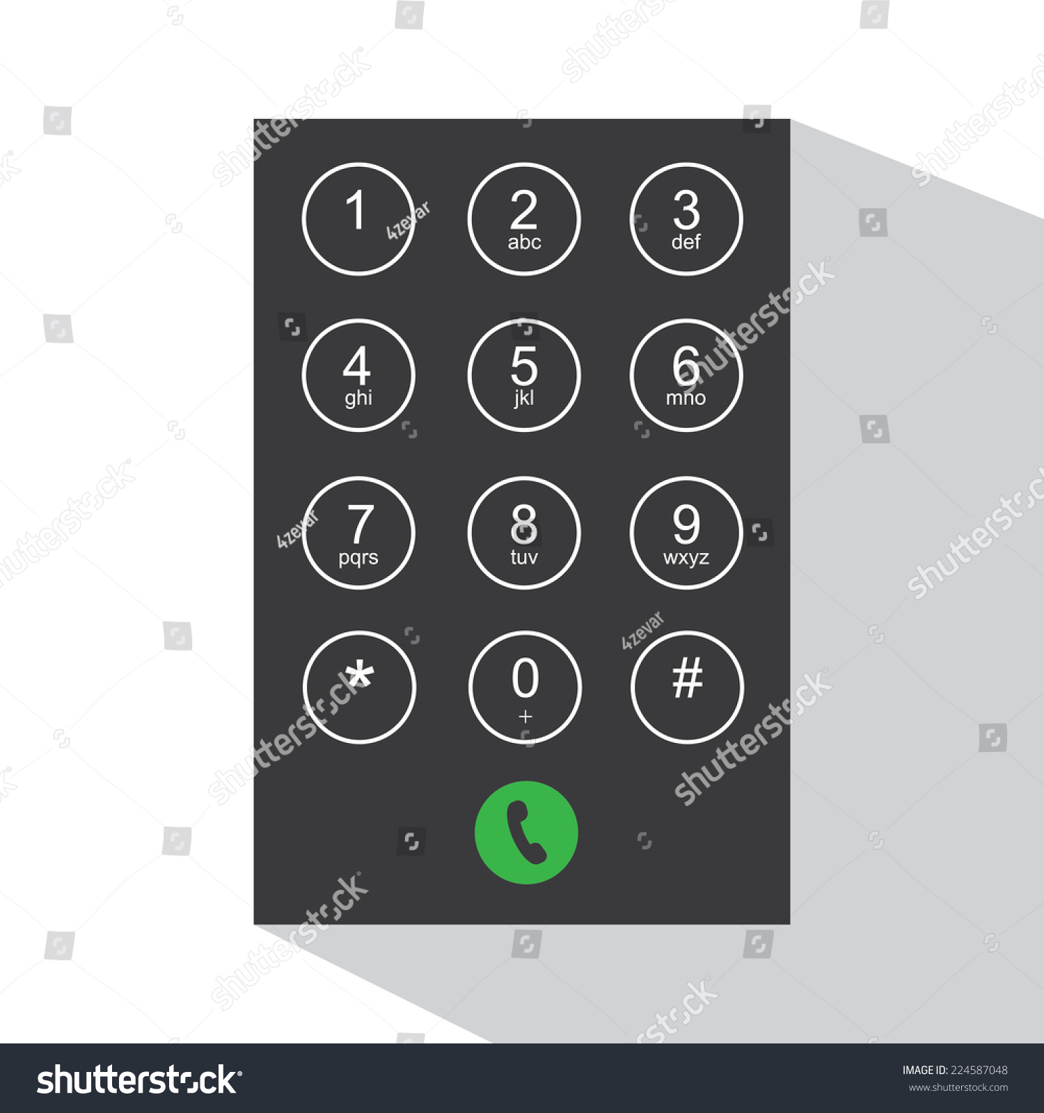Flat Keypad For Phone Stock Vector 224587048 : Shutterstock