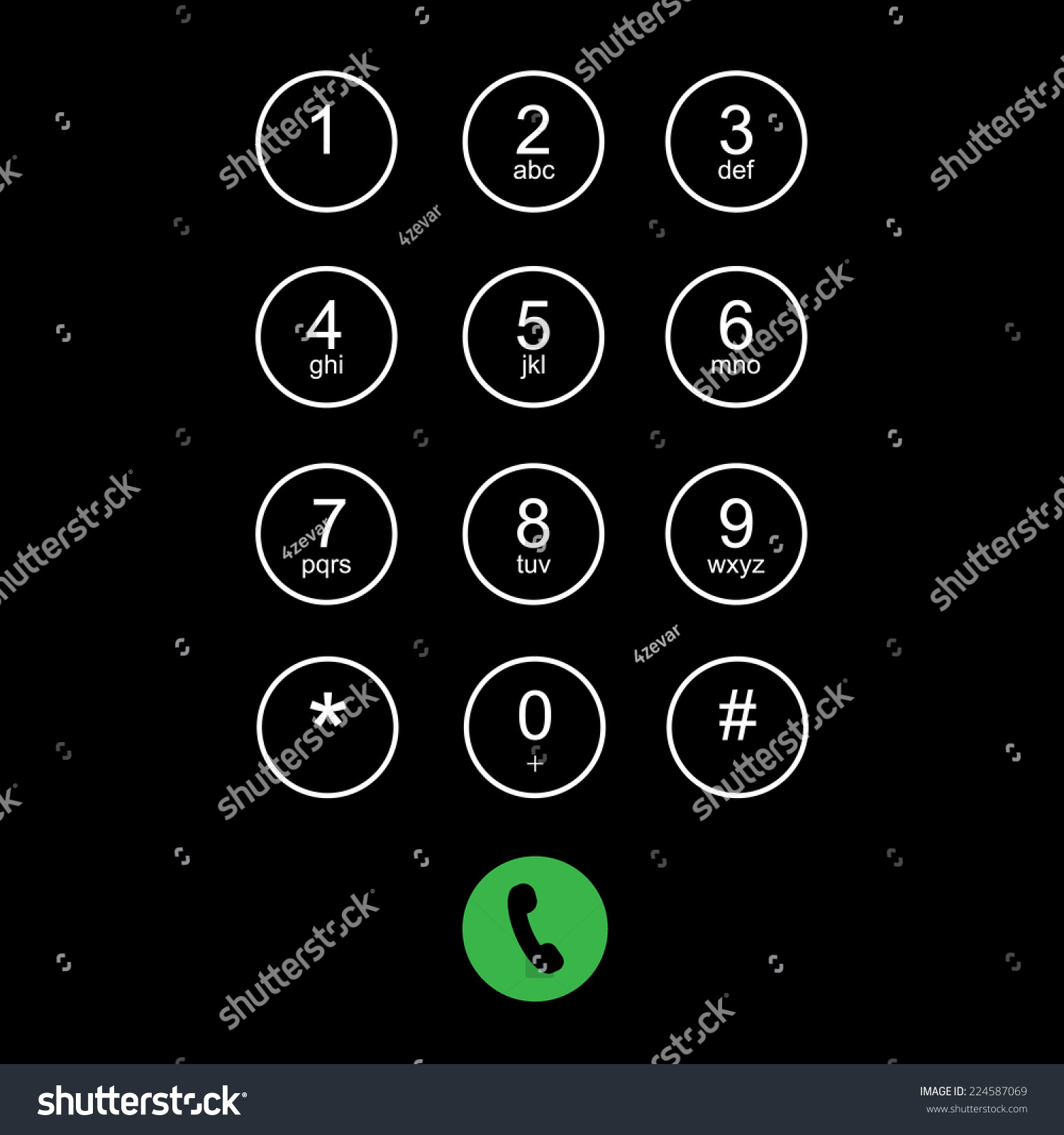 Flat Keypad Phone Stock Vector (Royalty Free) 224587069 | Shutterstock