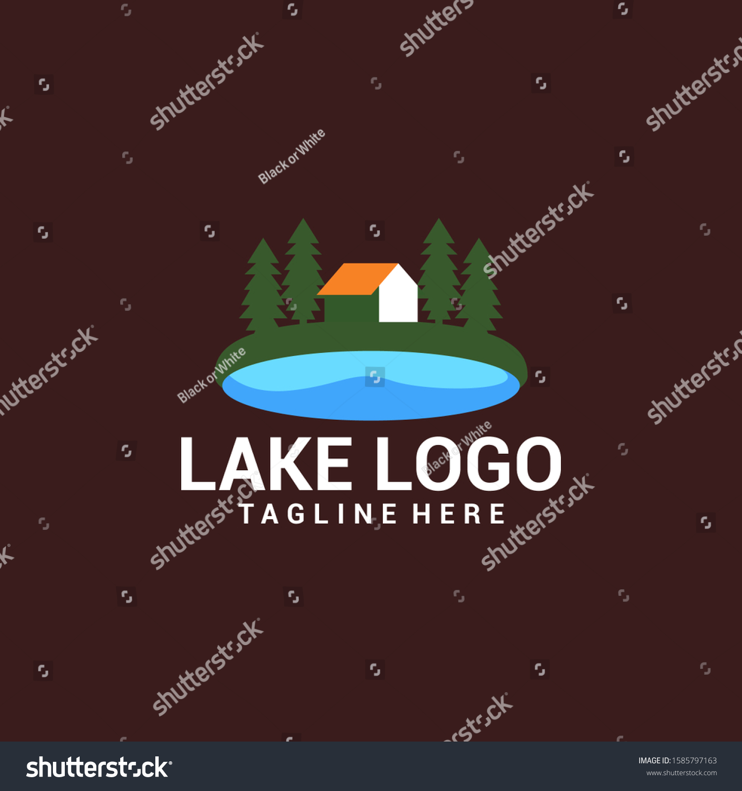 Flat Lake Logo Design Vector Stock Vector (Royalty Free) 1585797163