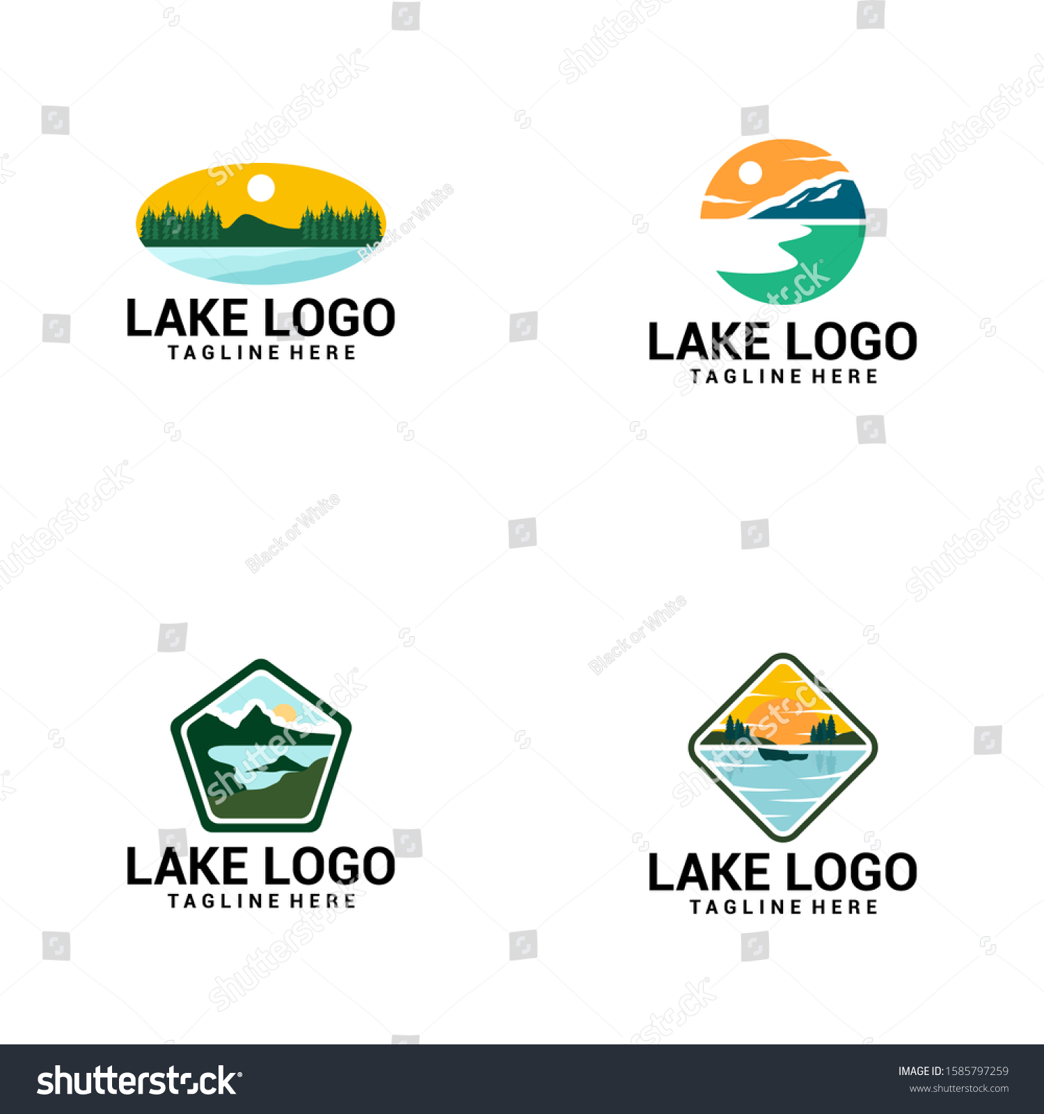 Flat Lake Logo Design Vector Stock Vector (Royalty Free) 1585797259 ...