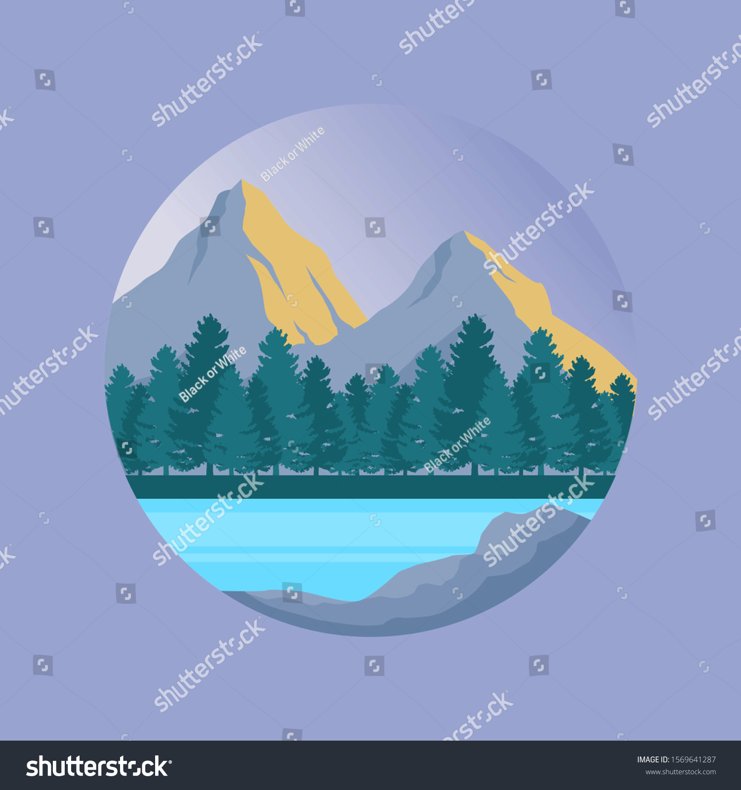 Flat Landscape Design Circle Shape Concept Stock Vector (Royalty Free ...