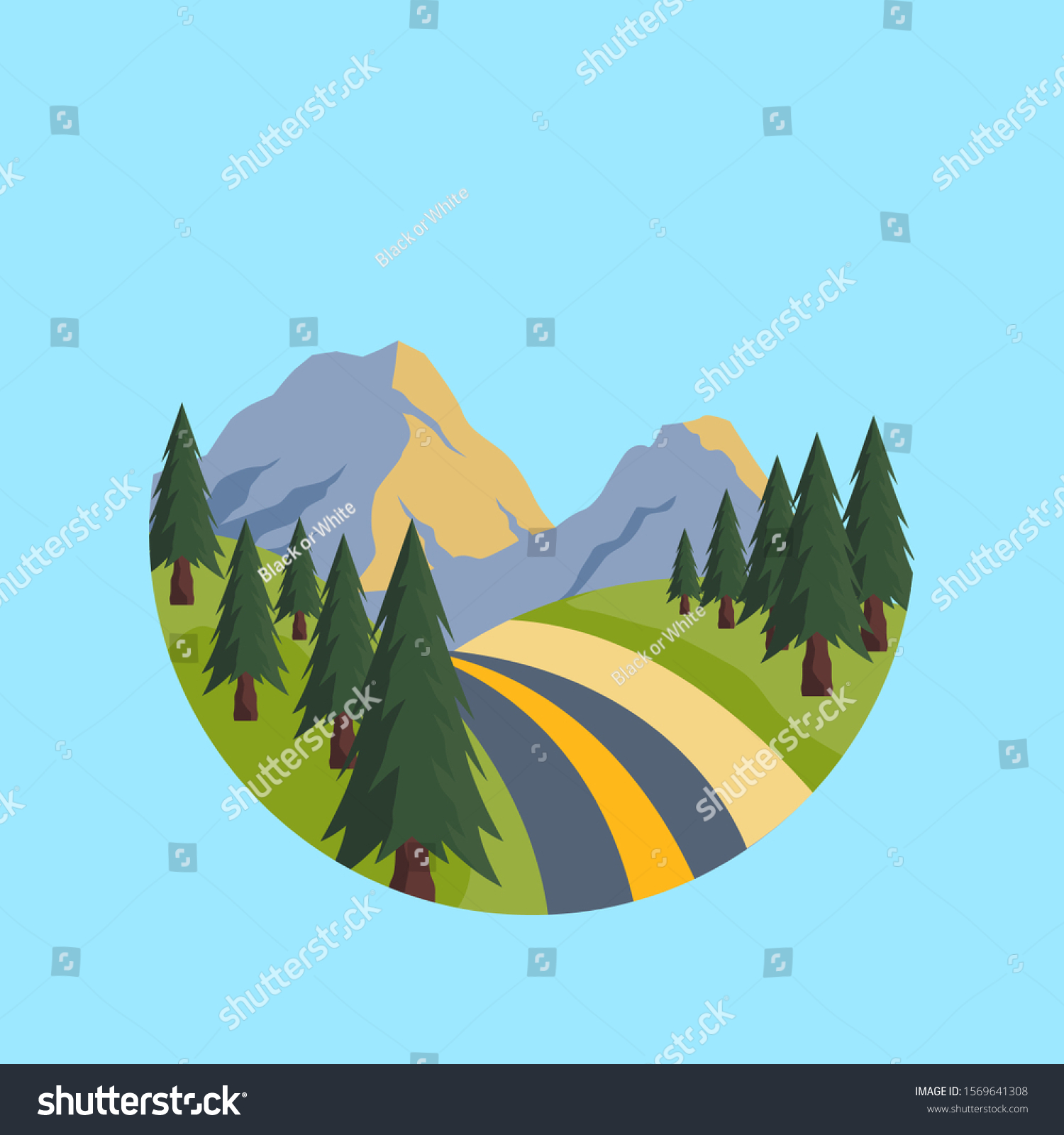 Flat Landscape Design Circle Shape Concept Stock Vector (Royalty Free ...