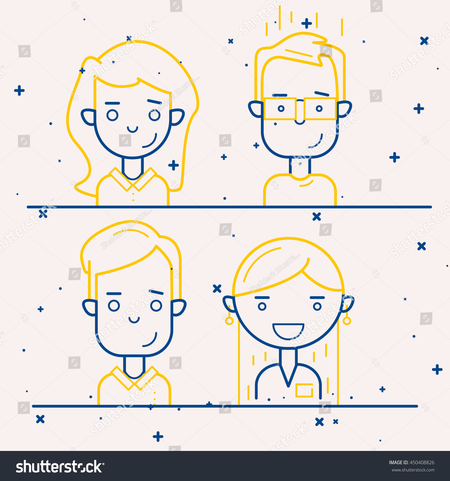 Flat Line Characters Vector Illustration Stock Vector (Royalty Free ...