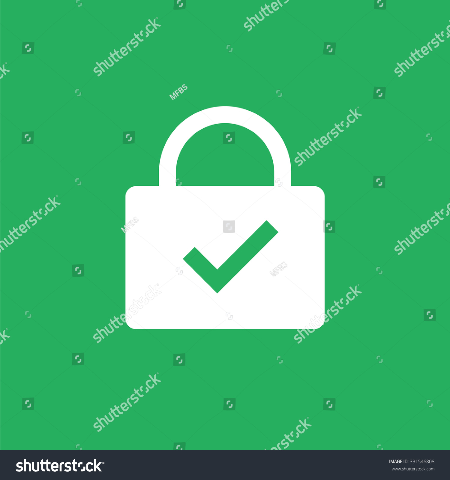 Flat Lock Icon Tick Symbol Stock Vector (Royalty Free) 331546808